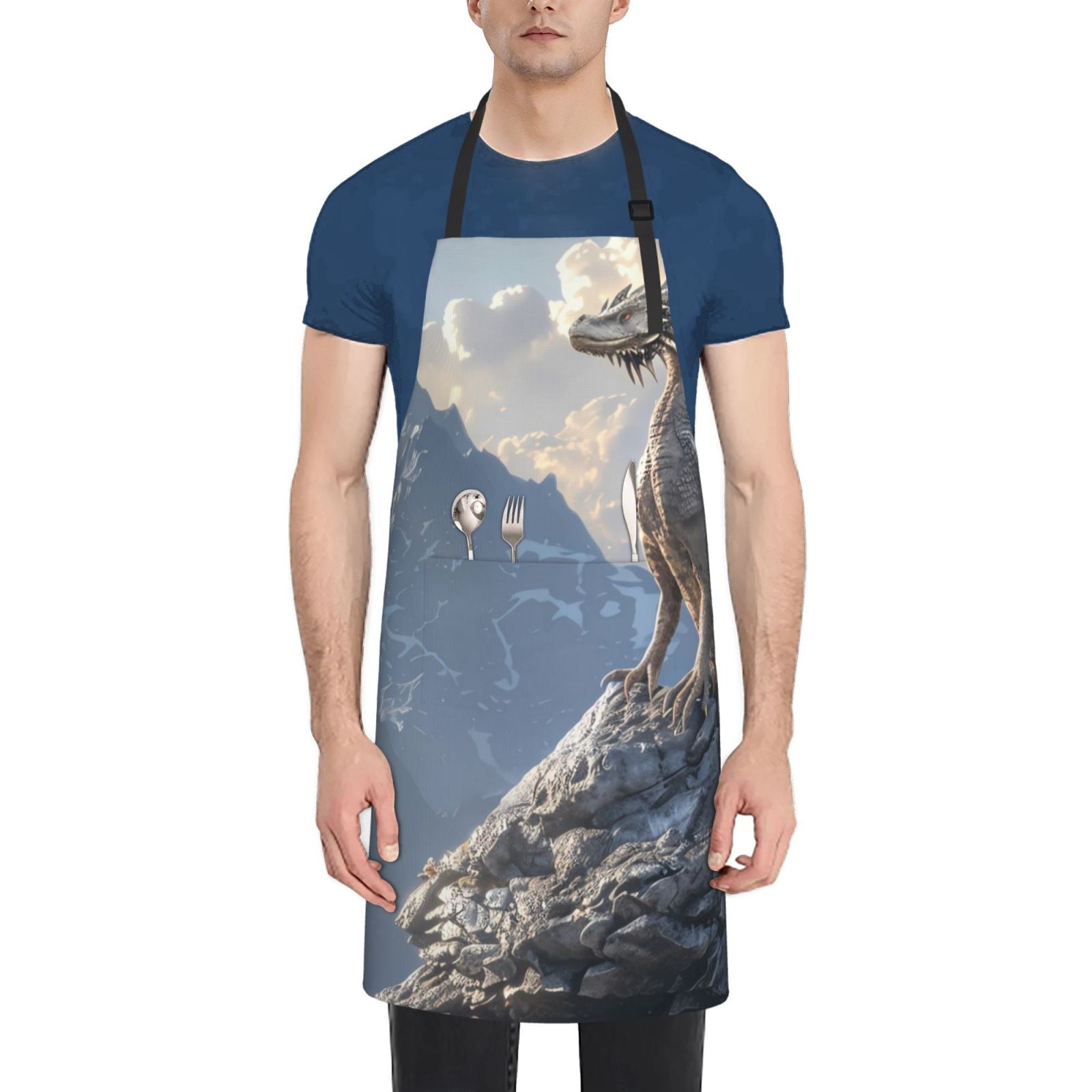 Coaee Silver Dragon Mountain Peaks for Waterproof Apron for Unisex ...