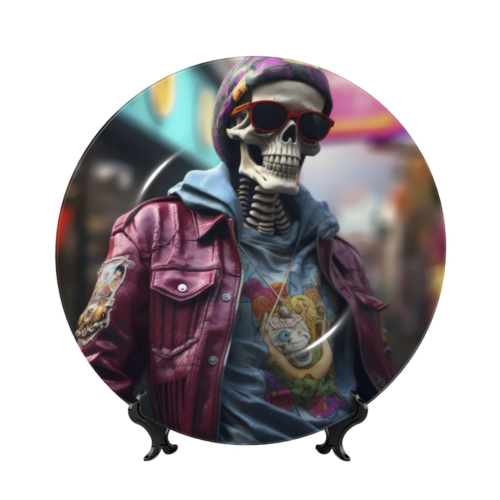 Coaee Skeleton Cool Street Fashion for Bone China Decorative Plate ...