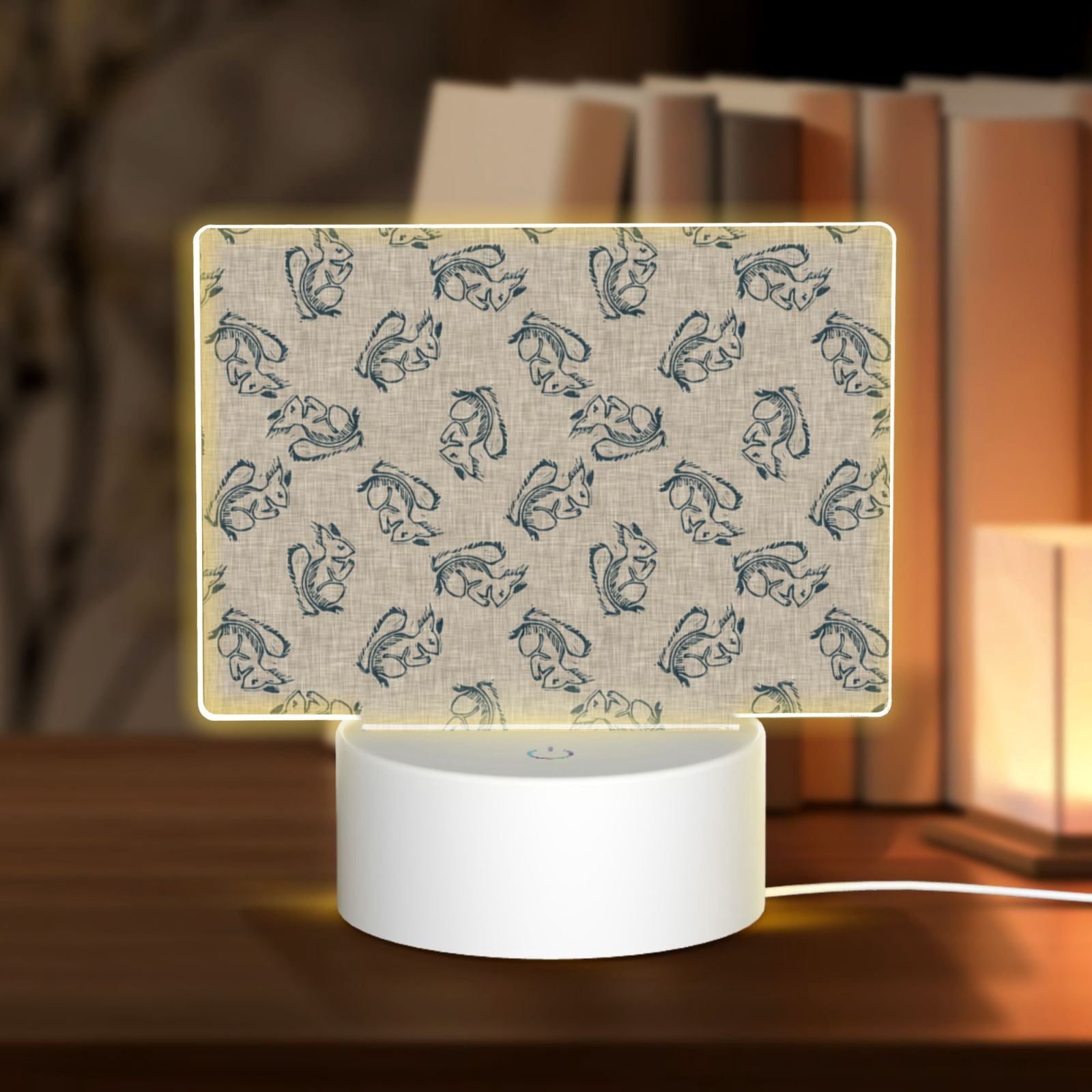 Coaee Sketch Squirrels Linen for Rectangular Acrylic LED Desk Lamp 3 ...