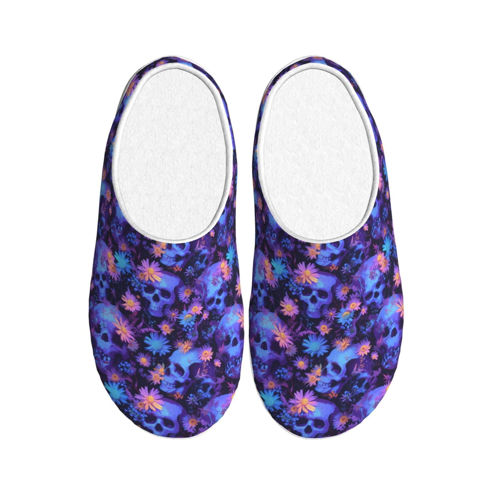 Coaee Skull daisy purple for Mens Slippers Indoor Slip On Shoes ...