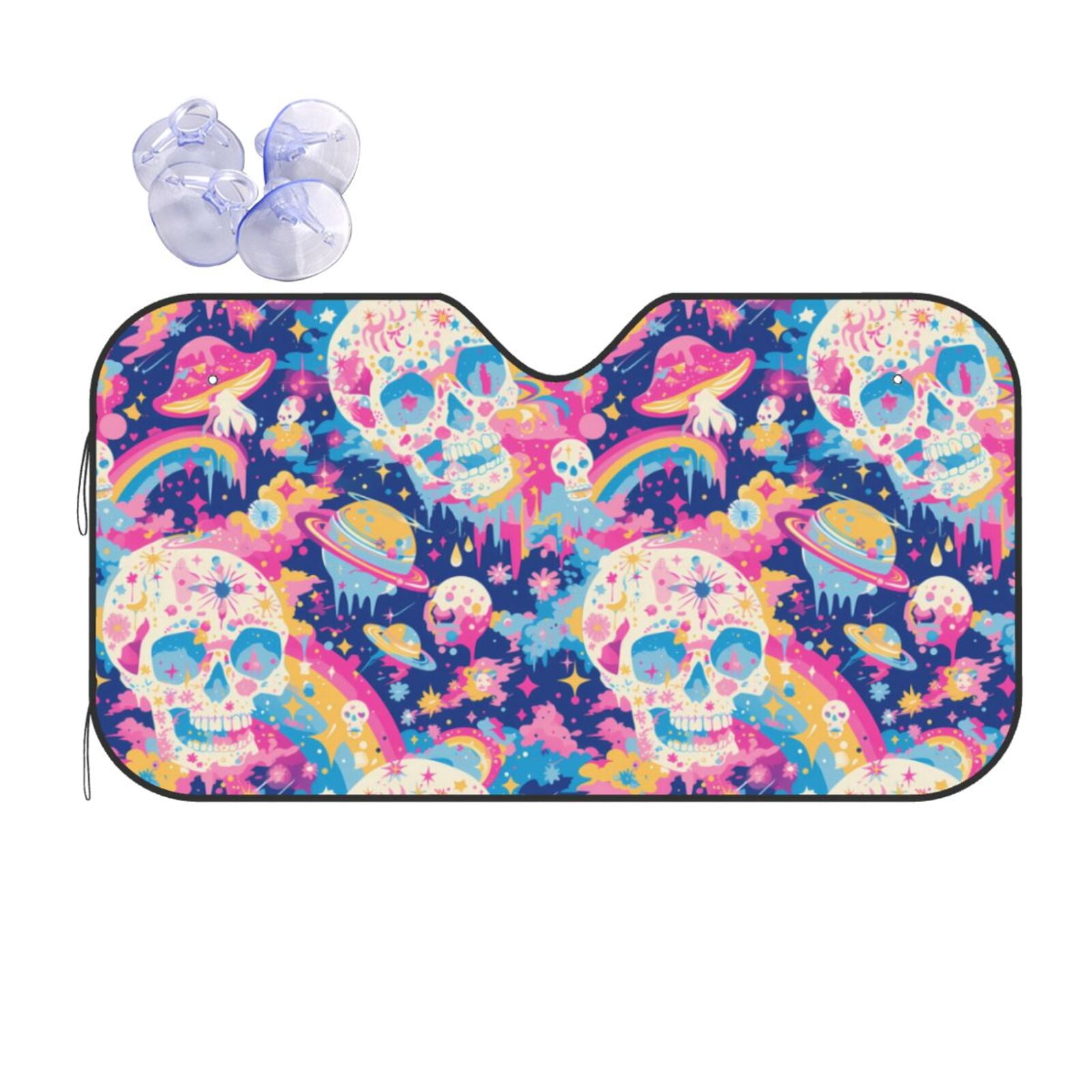 Coaee Skull rainbow color space Print Car Sunshade Windshield Sun Shade ...