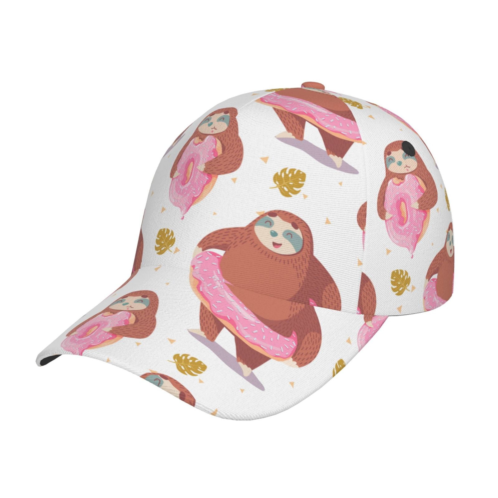 Coaee Sloth with Donuts1 Baseball Cap, Outdoor Hat, Adjustable Curved ...
