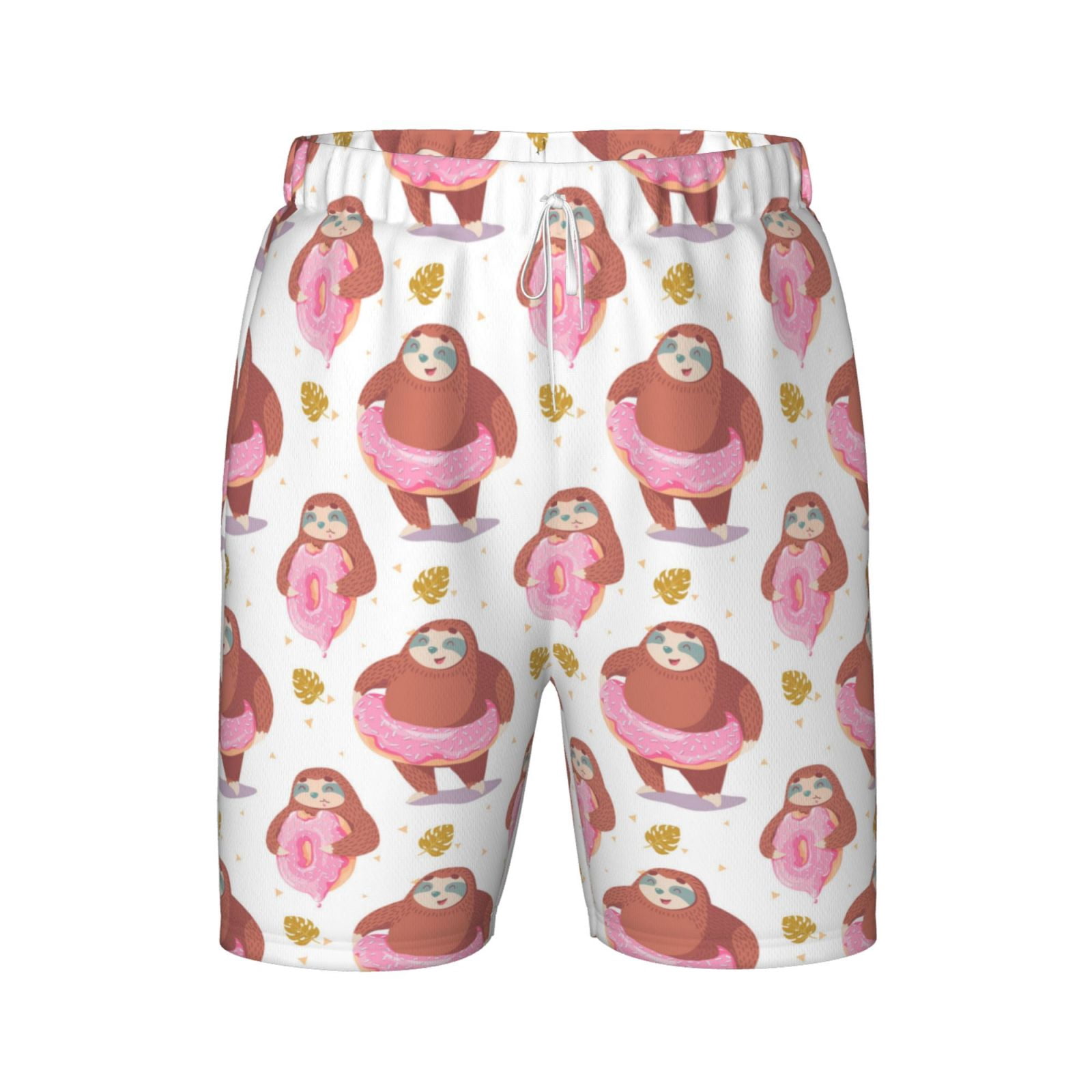 Coaee Sloth with Donuts1 for Boys Swim Trunks Compression Liner Swim ...