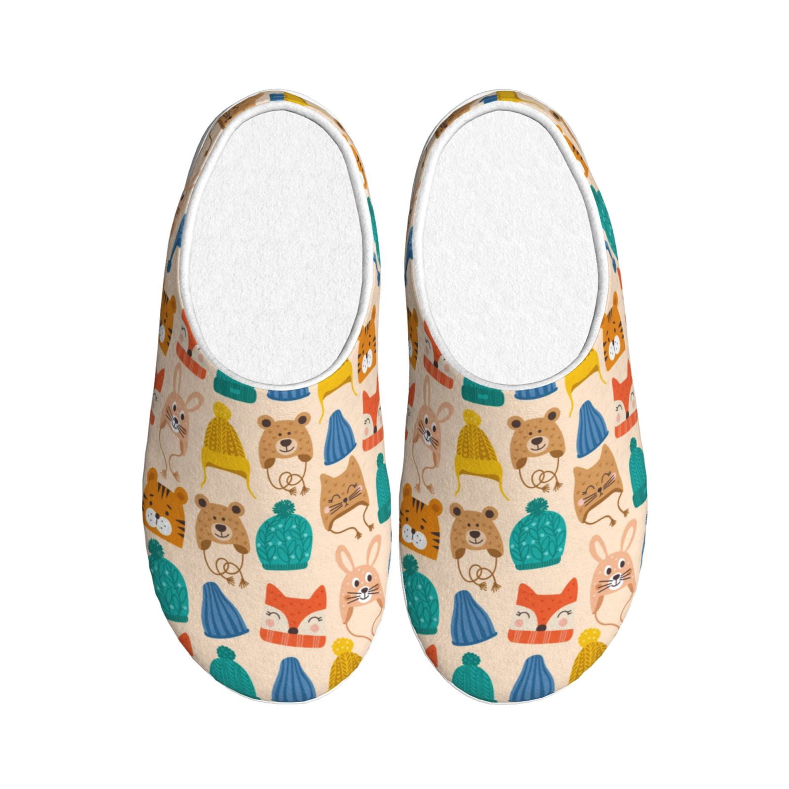 Coaee Small Animals with Knit Hat Pattern for Mens Slippers Indoor Slip ...