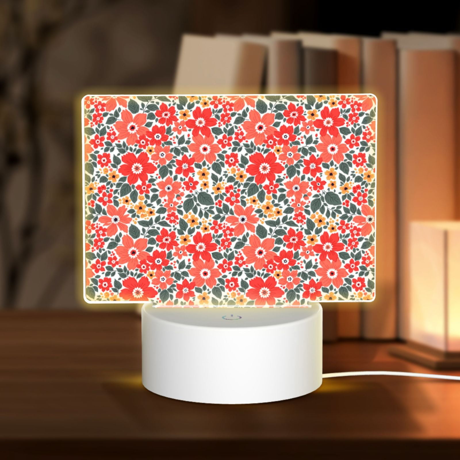 Coaee Small Coral Red Flowers for Rectangular Acrylic LED Desk Lamp 3 ...