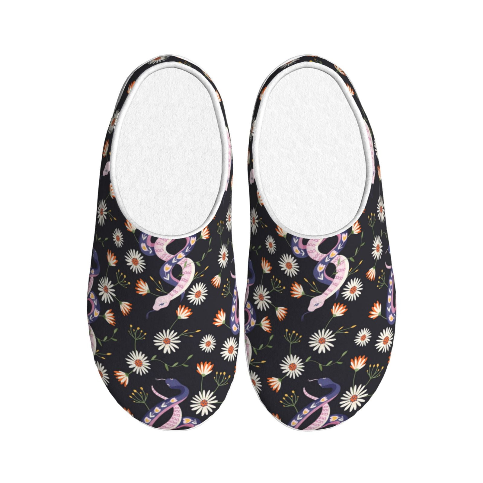 Coaee Snake And Floral1 for Mens Slippers Indoor Slip On Shoes Slippers ...