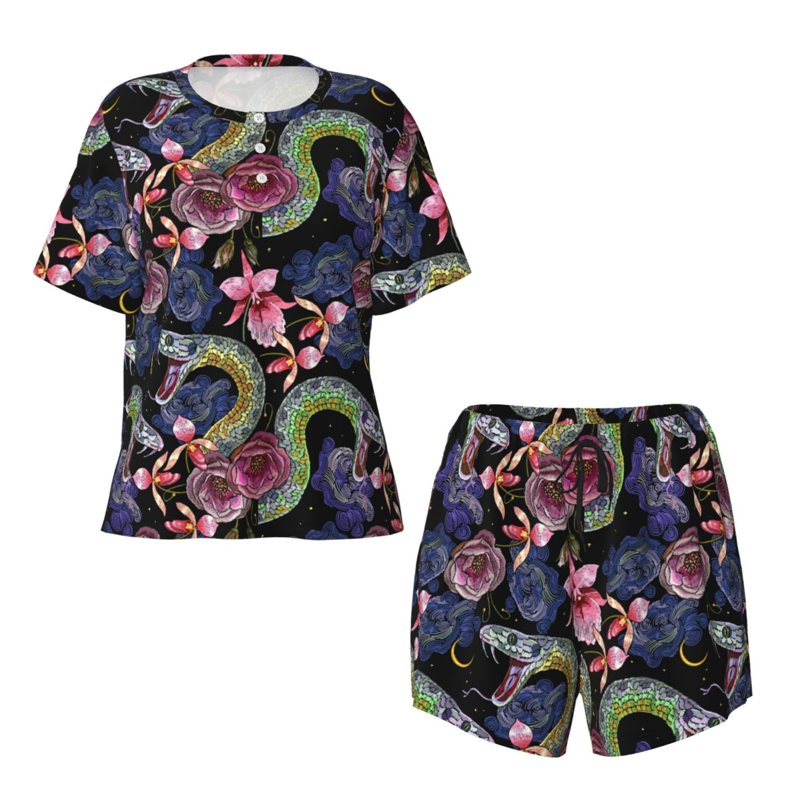 Coaee Snake And Flower for Women's 2 Piece Pajama Sets Ladies Pjs Sets ...