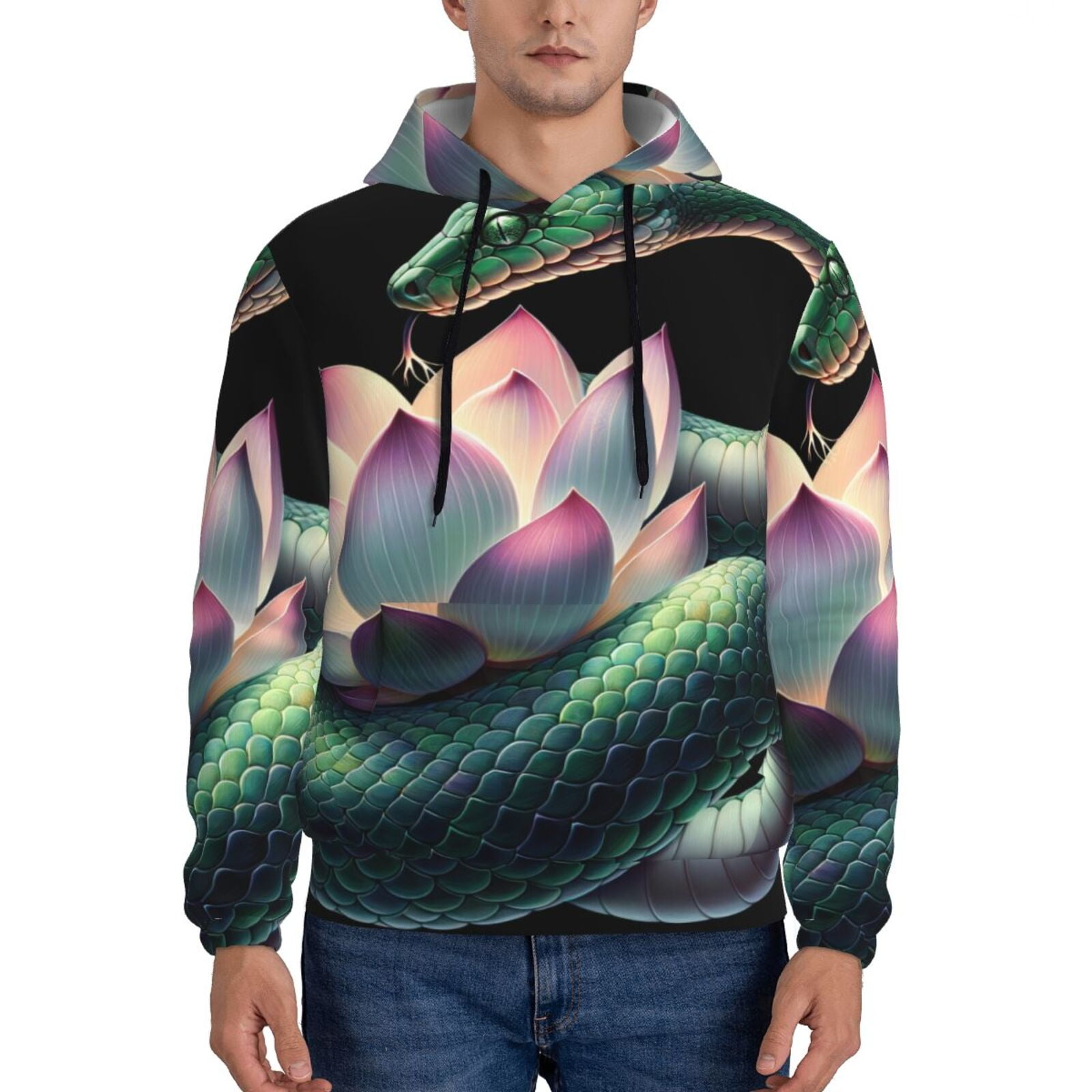 Coaee Snake Holding A Lotus for Adult Hoodie Pullover Sweatshirt for ...