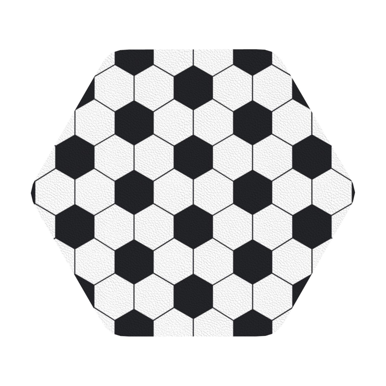 Coaee Soccer Ball Print Leather Coasters Set of 6, Non-Slip Washable ...