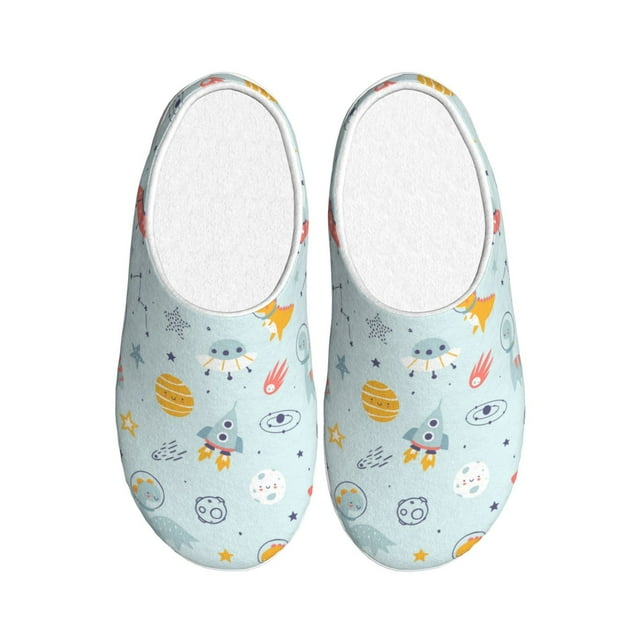 Coaee Space With Dino Astronauts for Mens Slippers Indoor Slip On Shoes ...