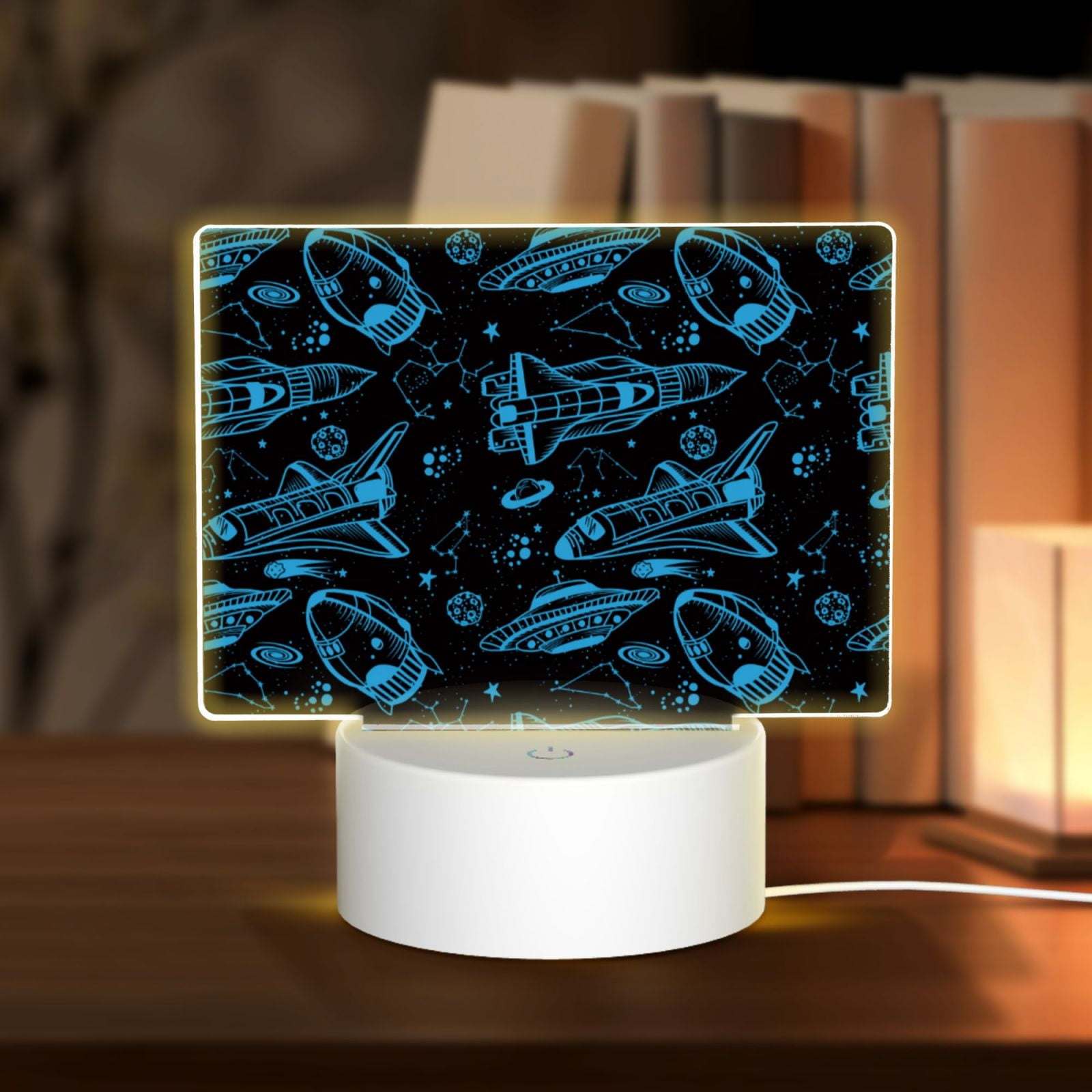 Coaee Spacecraft for Rectangular Acrylic LED Desk Lamp 3 Color Change ...