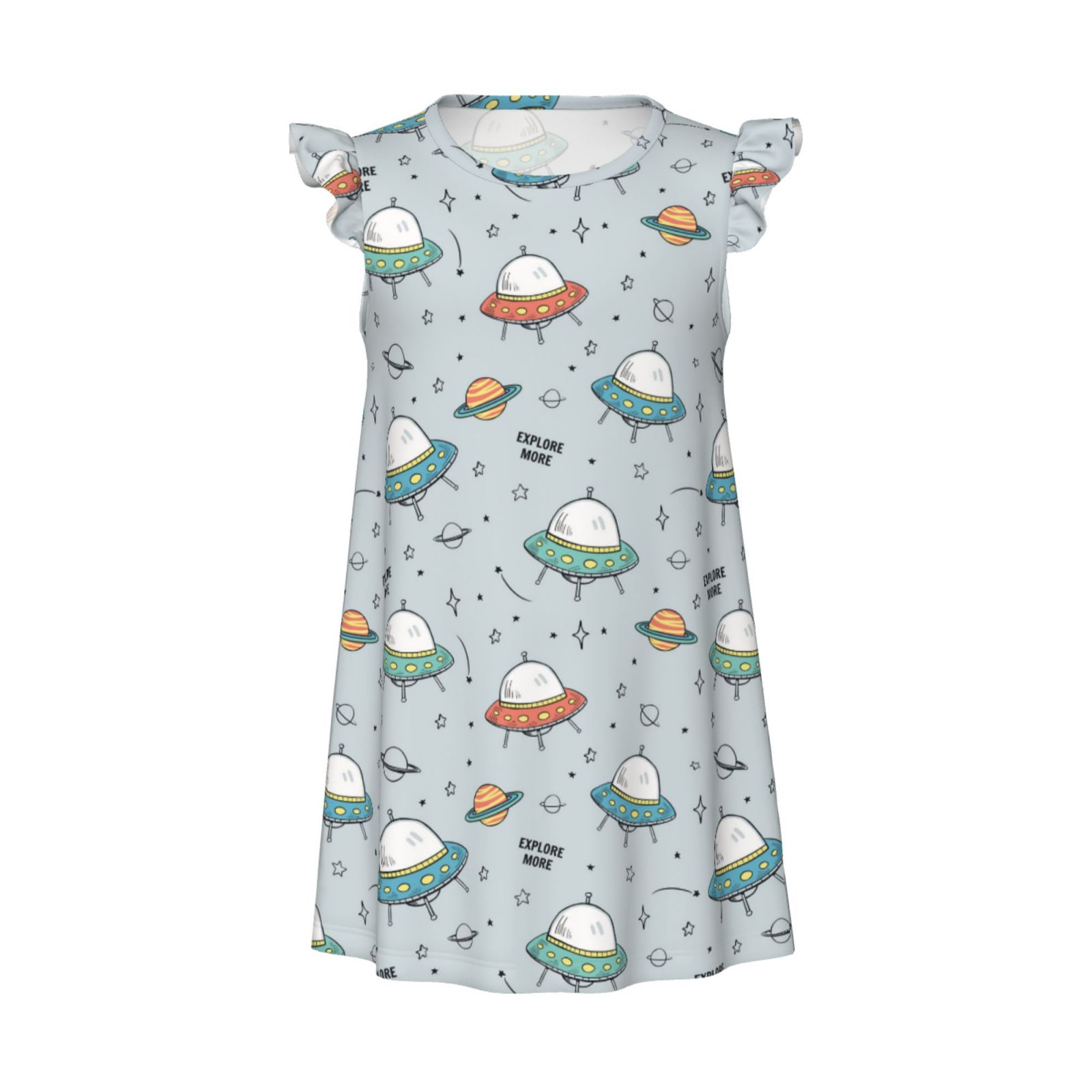 Coaee Spaceship Printed Girls Nightgowns, Short Sleeve Nightdress ...