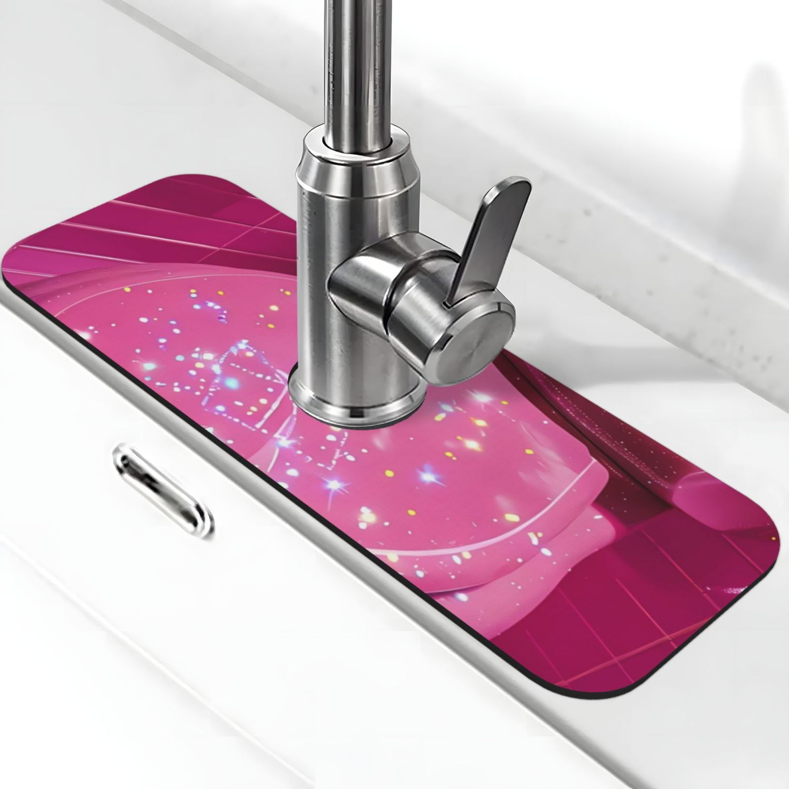 Coaee Sparkling Pink Toilet for Kitchen Sink Splash Guard Sink Faucet ...
