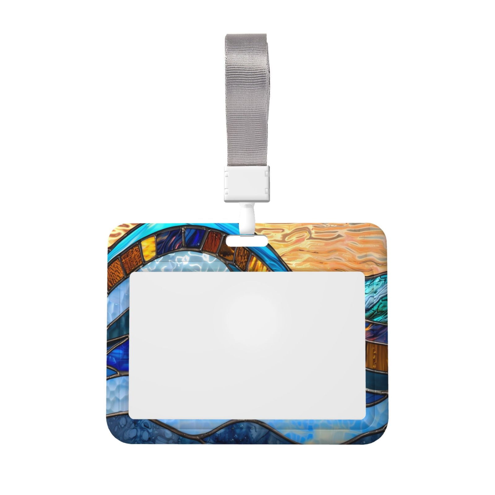 Coaee Stained Glass Ocean Wave for Card Badge Holder Soft Waterproof ...