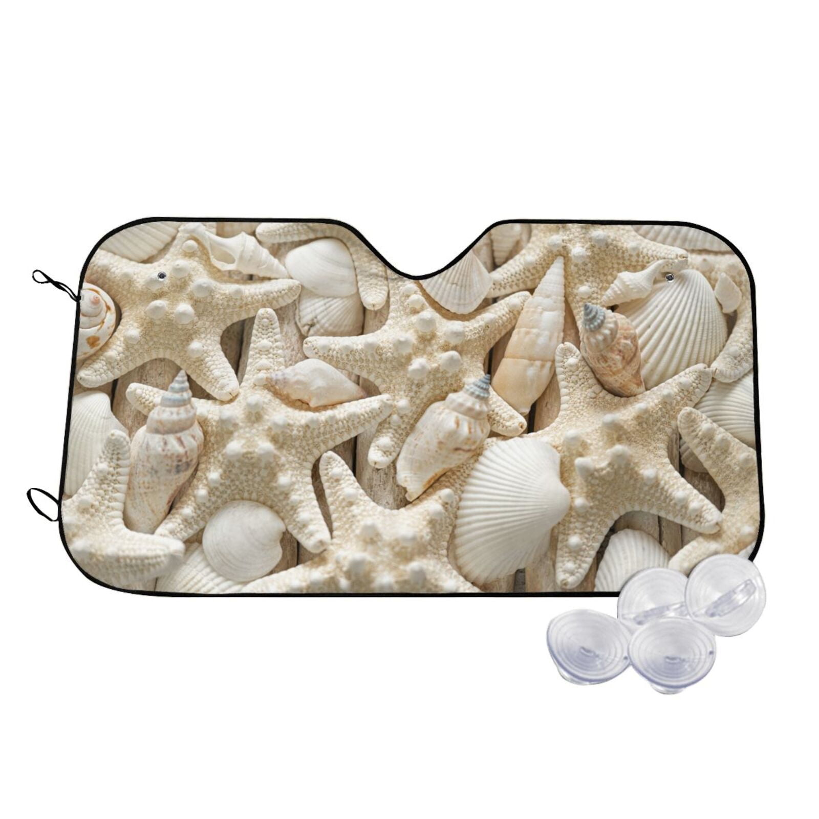 Coaee Starfish And Sea Shells Car Windshield Sunshade,Uv Rays Sun Visor ...
