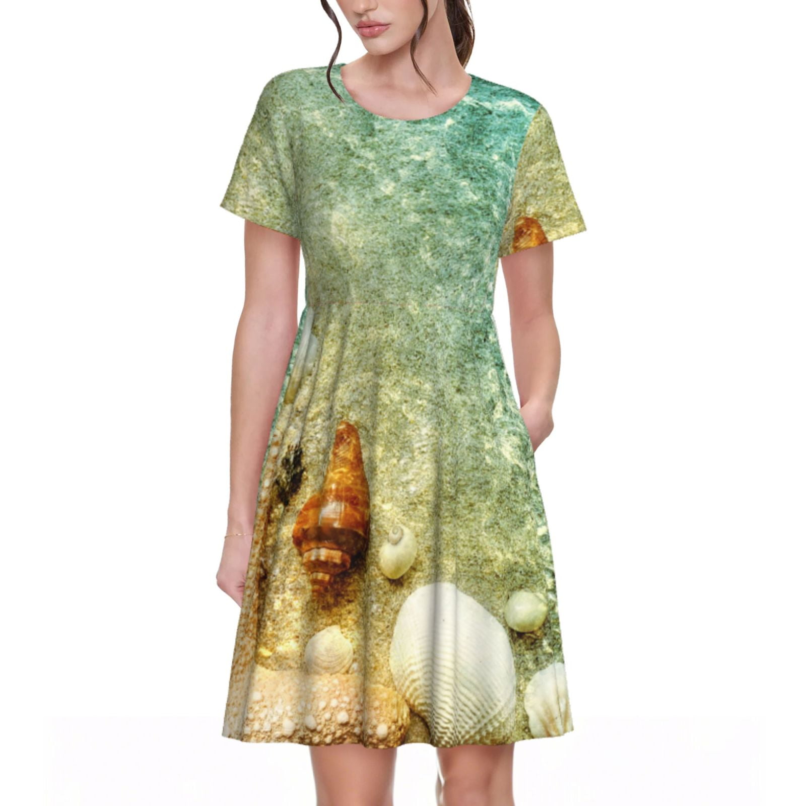 Coaee Starfish And Seashell for Casual Dress for Women Short Sleeve ...