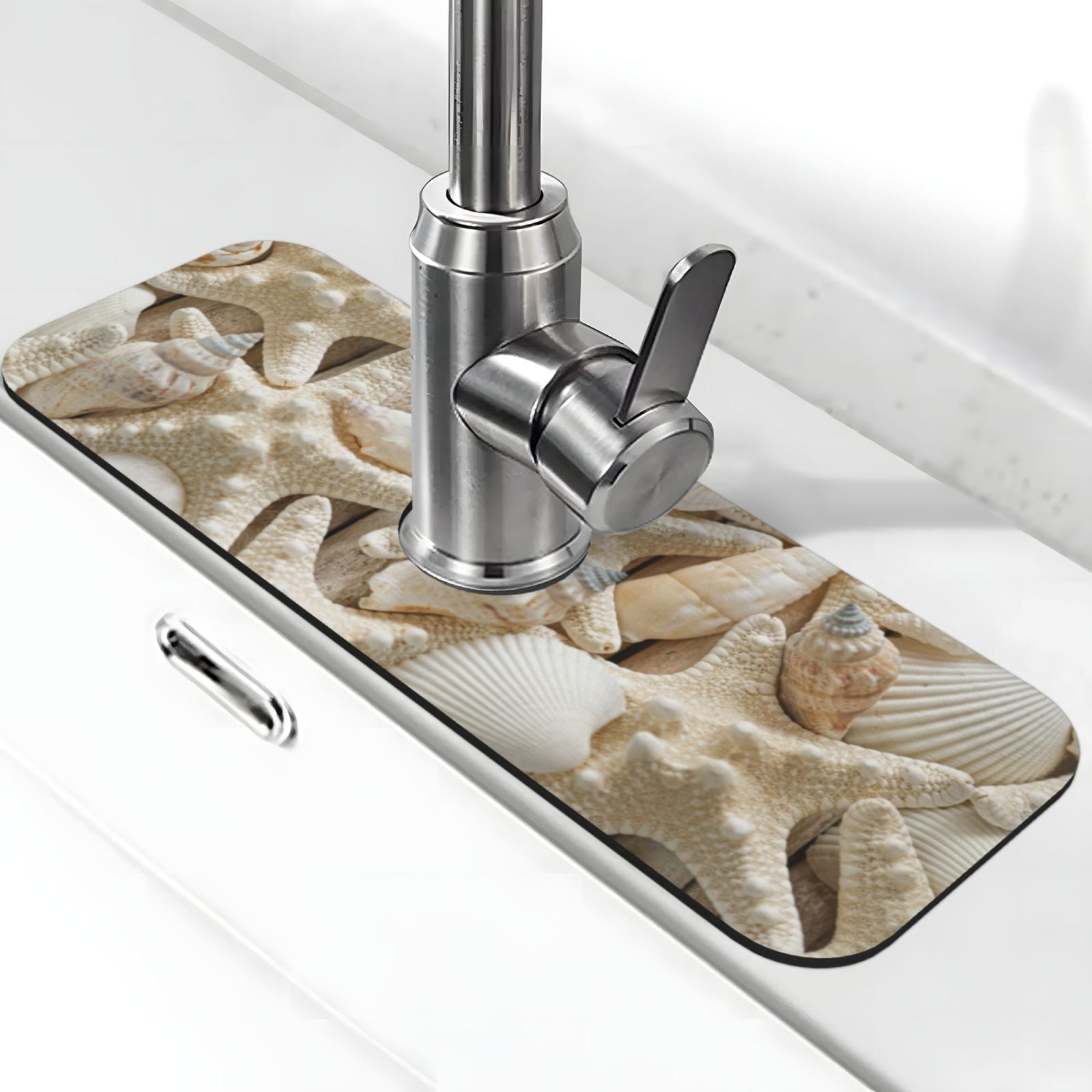 Coaee Starfish and Sea Shells for Kitchen Sink Splash Guard Sink Faucet ...