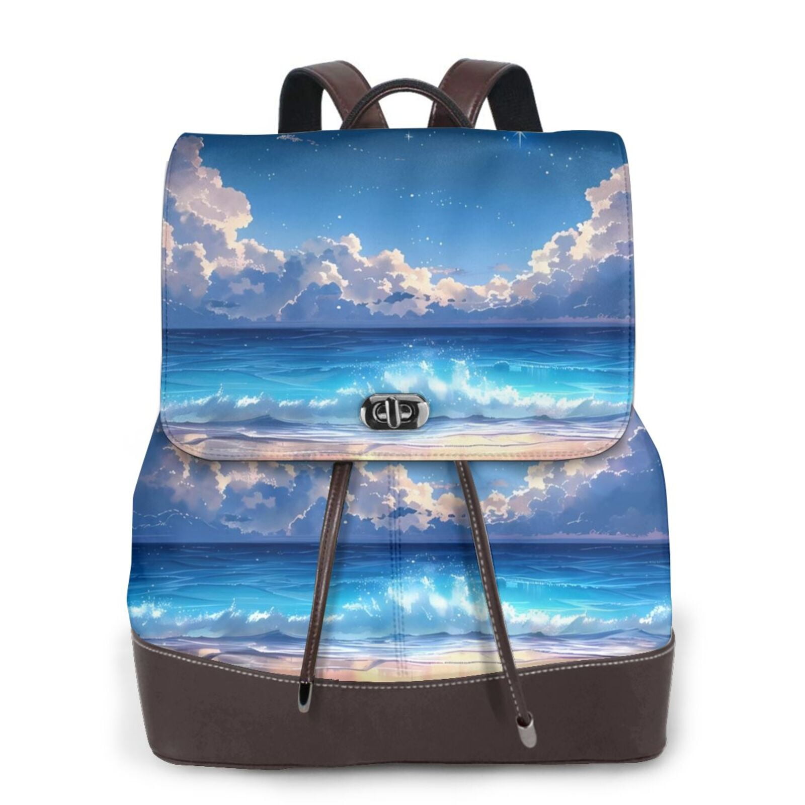 Coaee Starry Night Ocean View for Womens Backpack Anti-theft Purse ...
