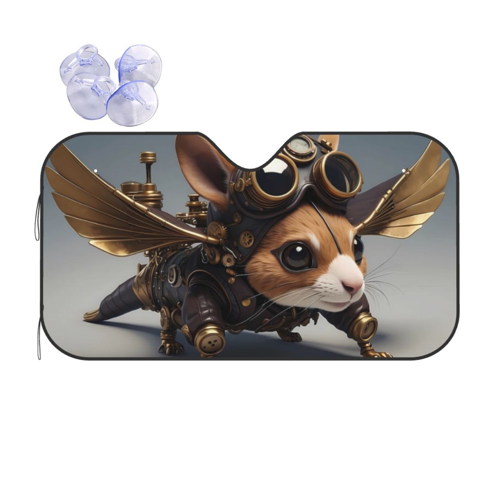 Coaee Steampunk Squirrel Pilot Print Car Sunshade Windshield Sun Shade ...