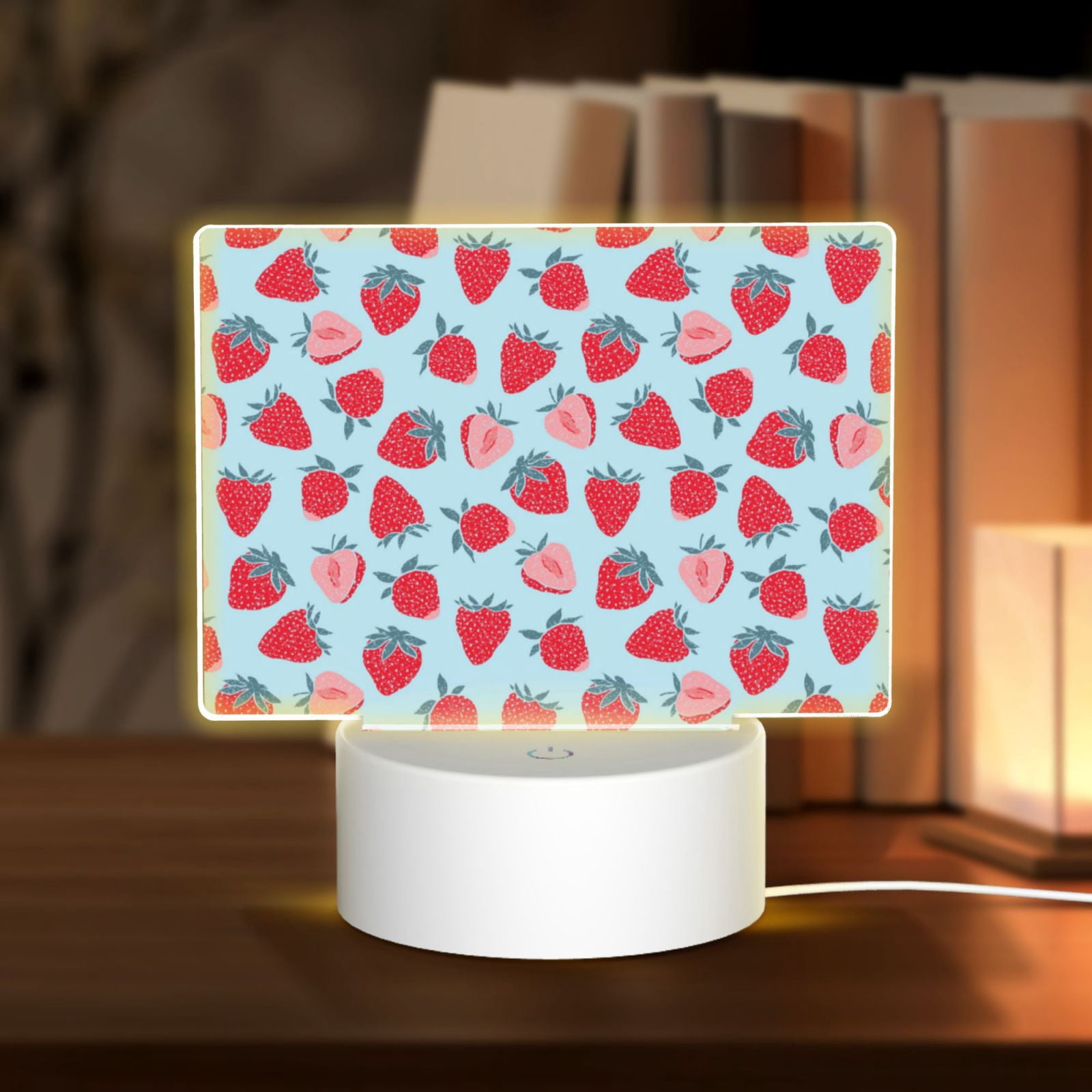 Coaee Strawberries for Rectangular Acrylic LED Desk Lamp 3 Color Change ...