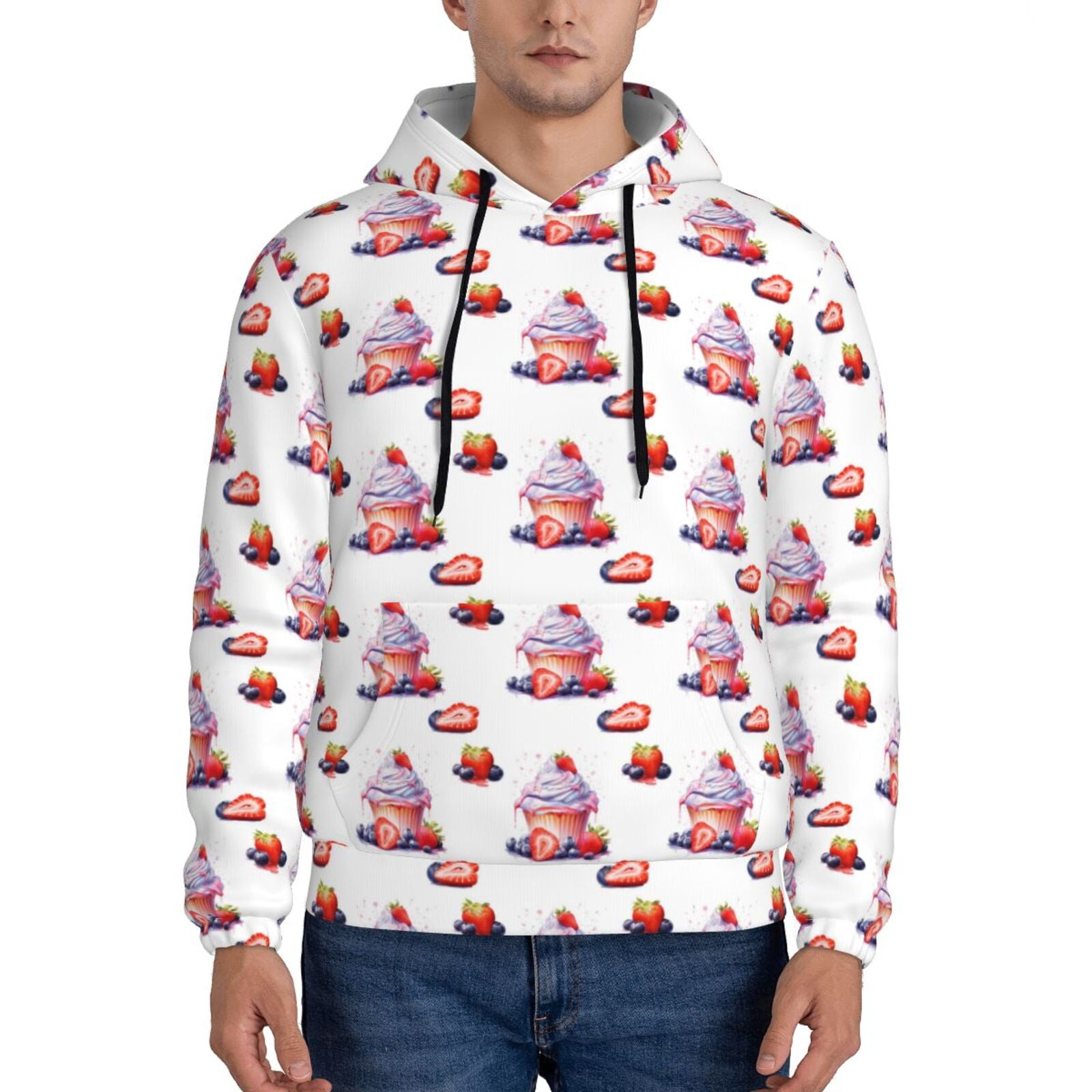 Coaee Strawberry Blueberry Cream Cake for Adult Hoodie Pullover ...