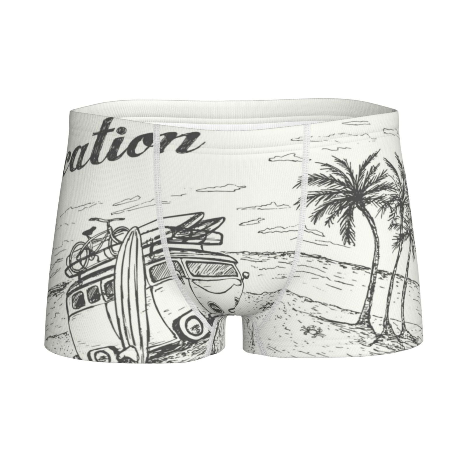 Coaee Summer Vacation Scene With Camping Van Boy's Cotton Boxer Briefs ...