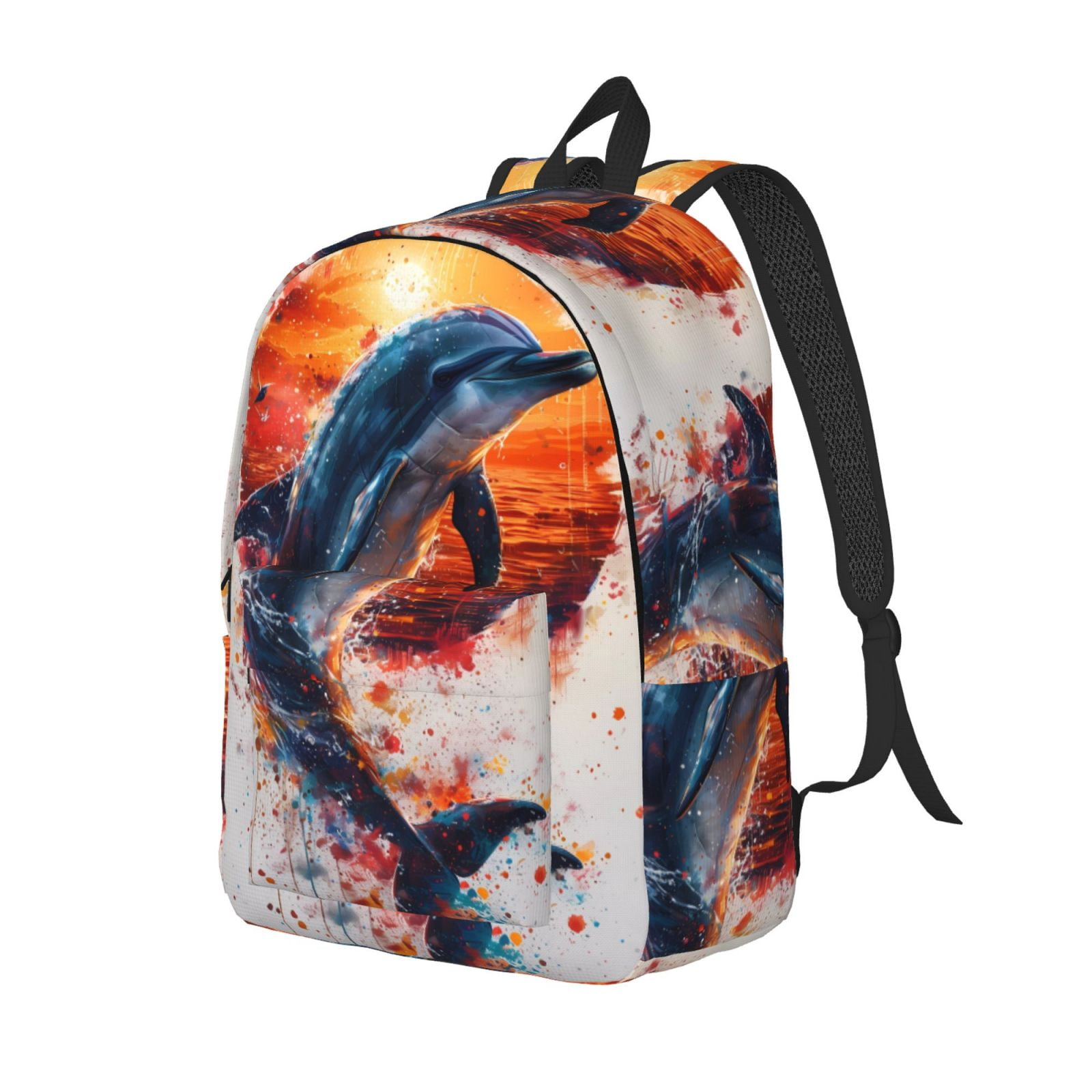 Coaee Sunset Ocean Watercolor Dolphin for Canvas Backpack for Hiking ...