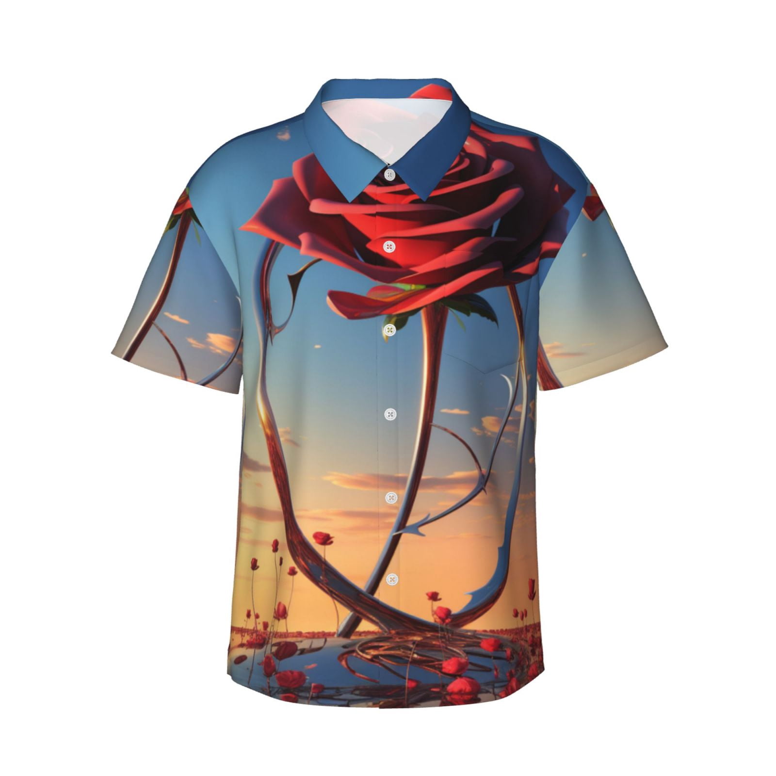 Coaee Sunset Rose Elegance for Men's Hawaiian Shirt Summer Beach Casual ...
