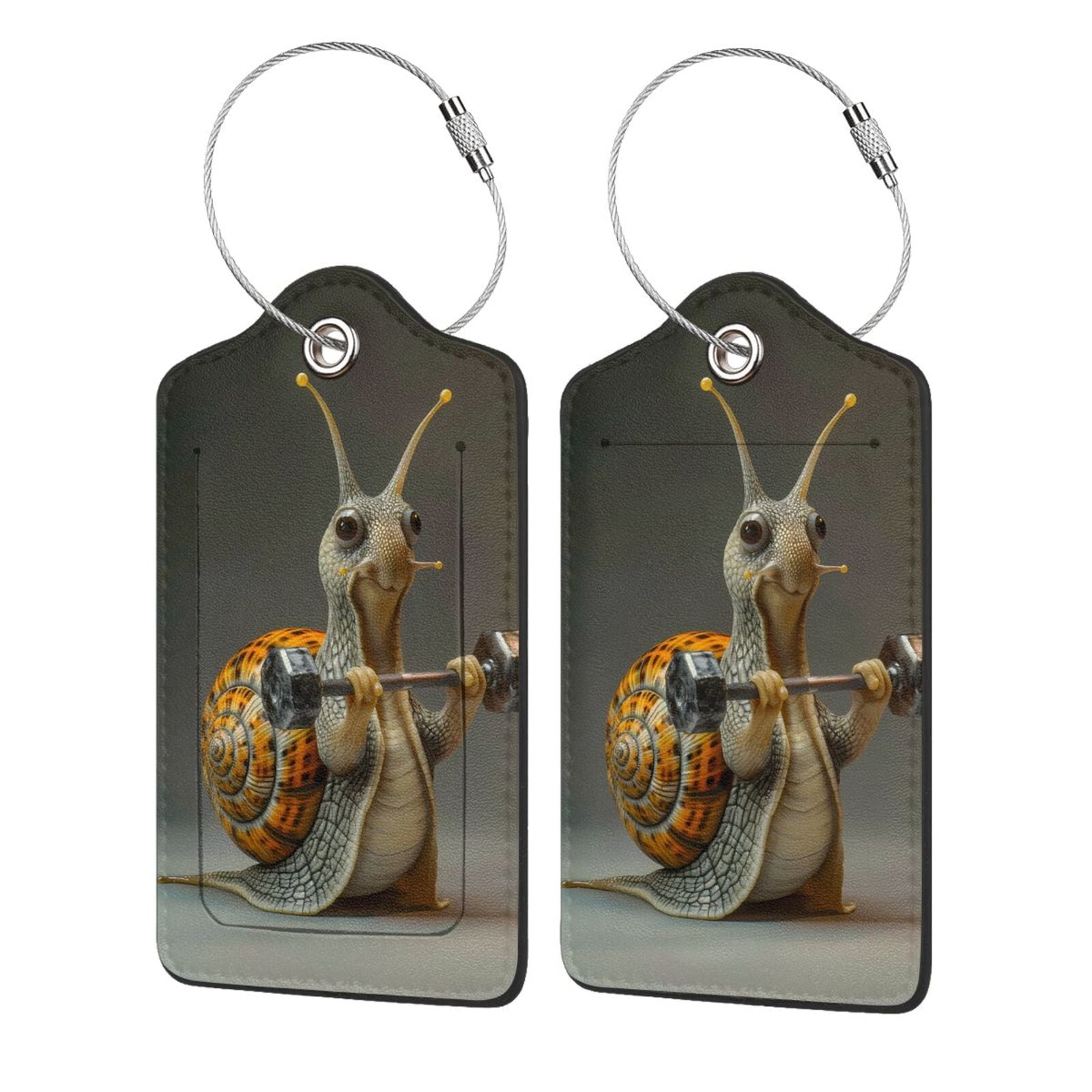 Coaee Surreal Weightlifting Snail Untethered Leather Luggage Tags for ...