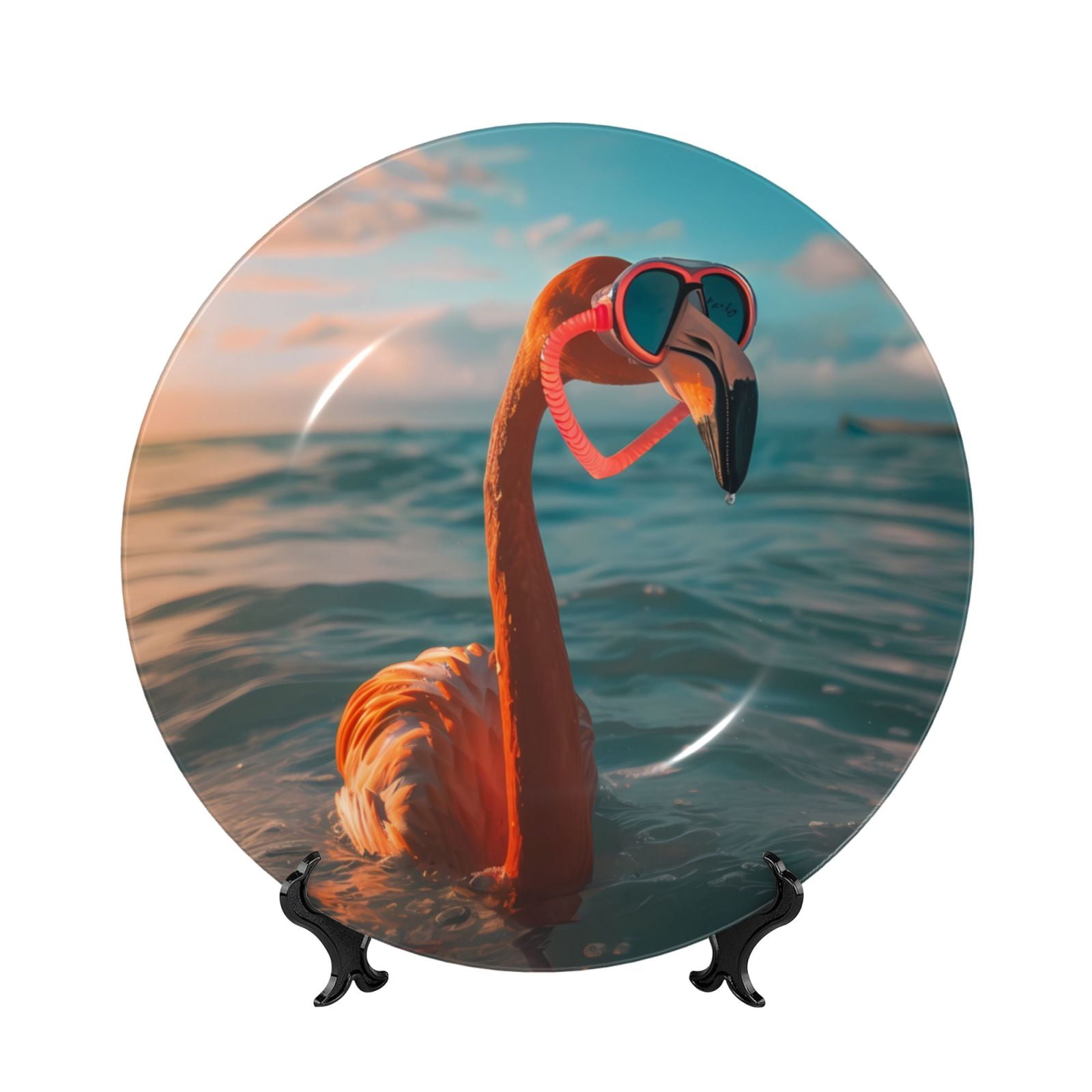 Coaee Swimming Goggled Flamingo for Bone China Decorative Plate ...