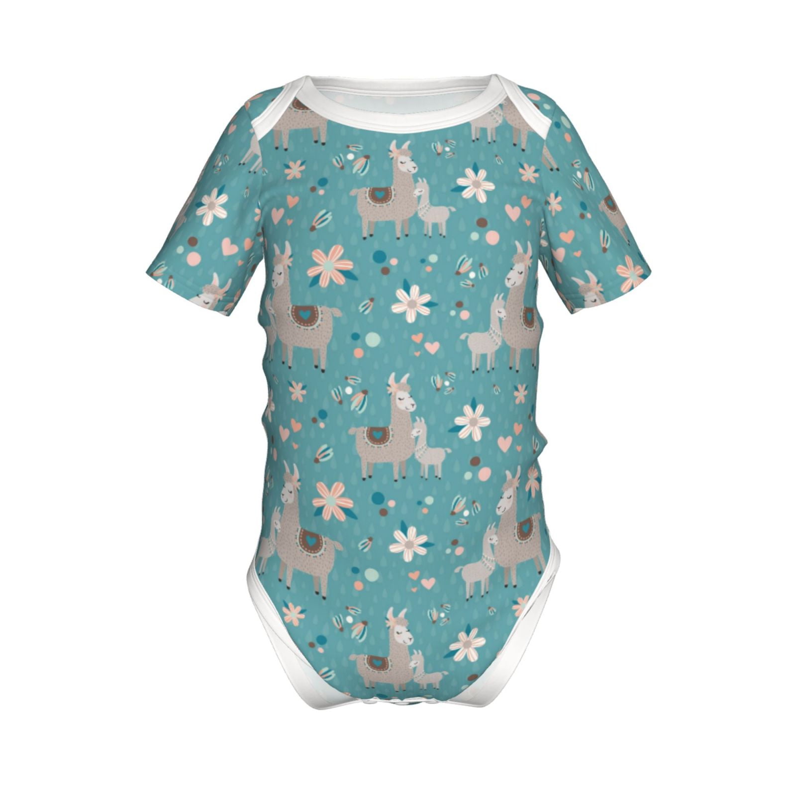 Coaee Teal Mama Llama for Soft Baby Short-Sleeve Bodysuit Baby Climbing ...