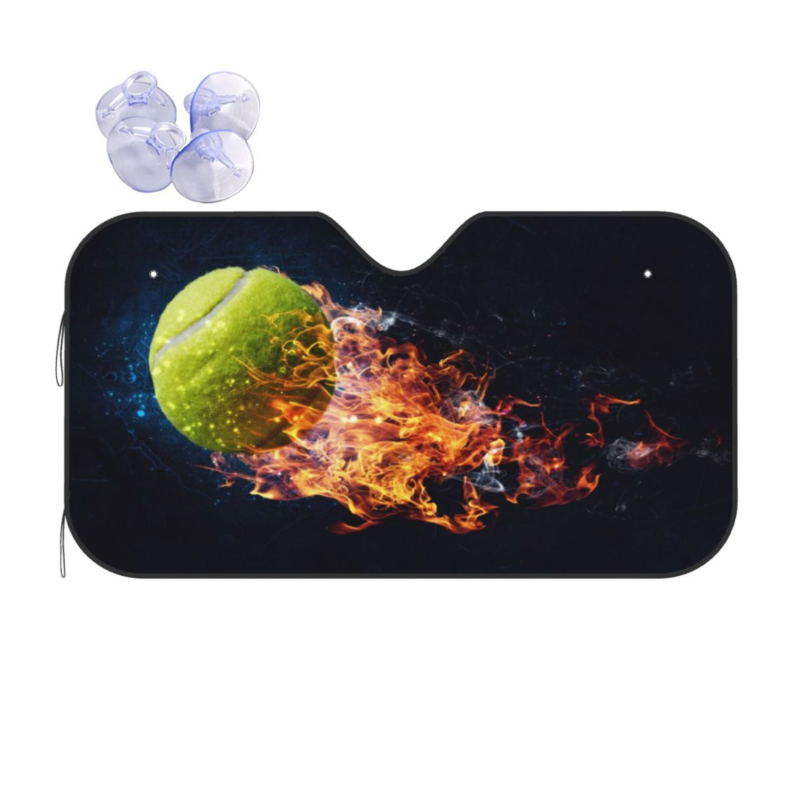 Coaee Tennis Ball In Fire1 Print Car Sunshade Windshield Sun Shade ...