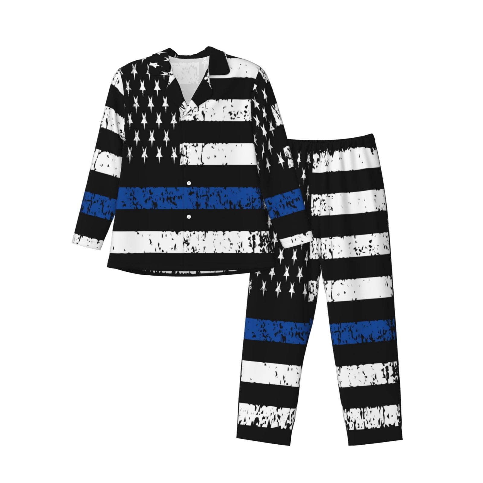 Coaee Thin Blue Line Flag for Men's Sleepwear Men's Long-Sleeved Pajama ...