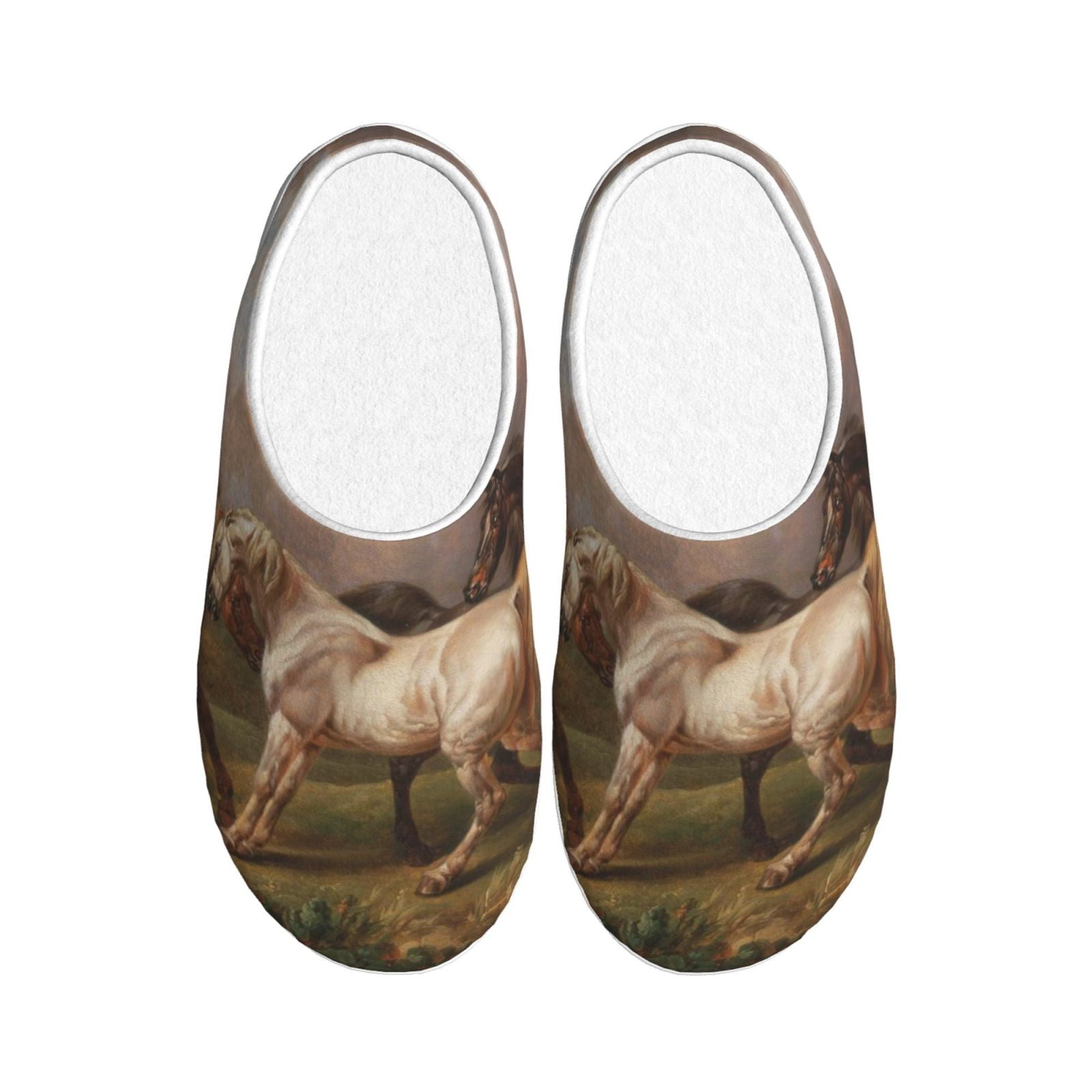 Coaee Three Horses Oil Painting for Mens Slippers Indoor Slip On Shoes ...