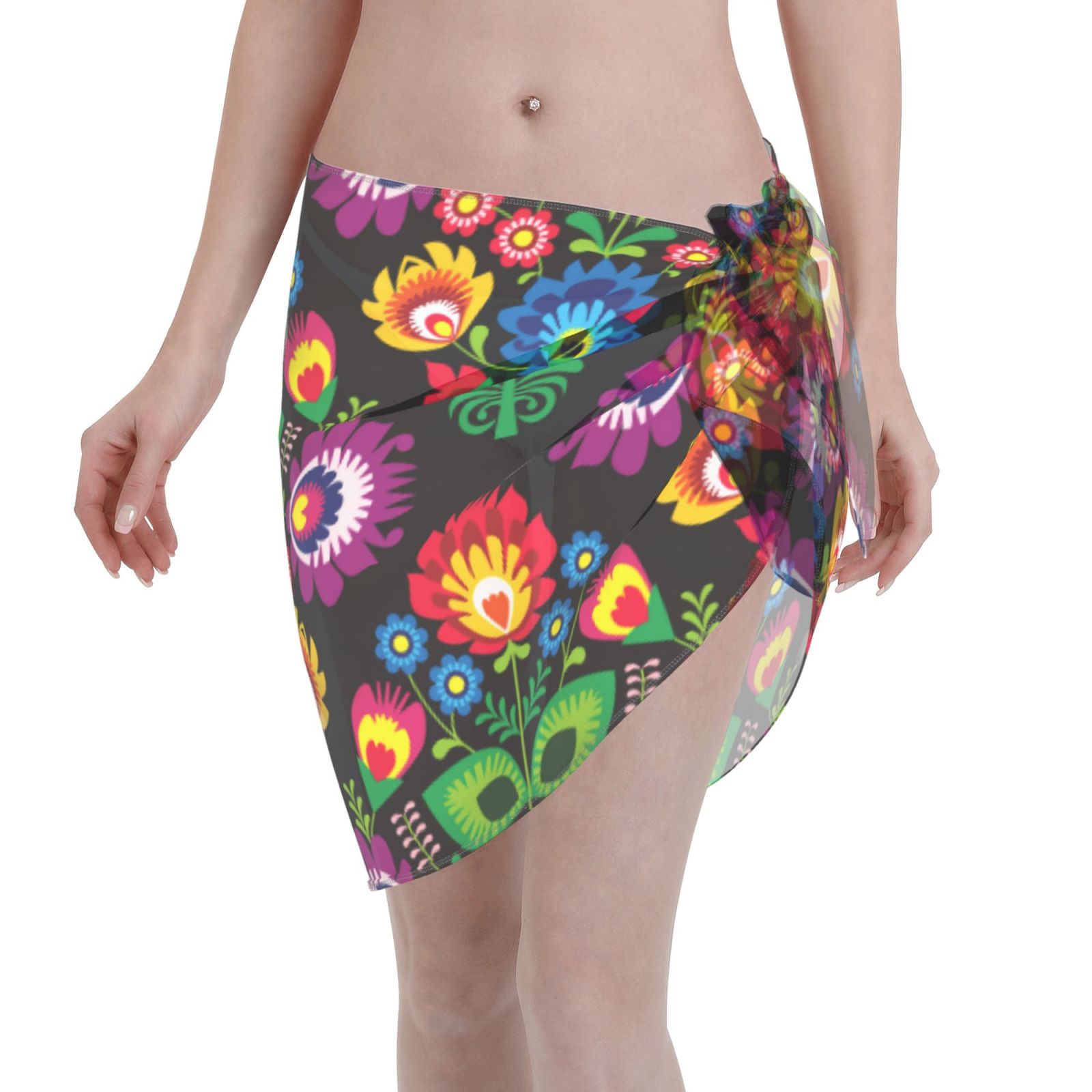 Coaee Traditional Floral Polish Women's Short Sarongs Beach Wrap Sheer ...