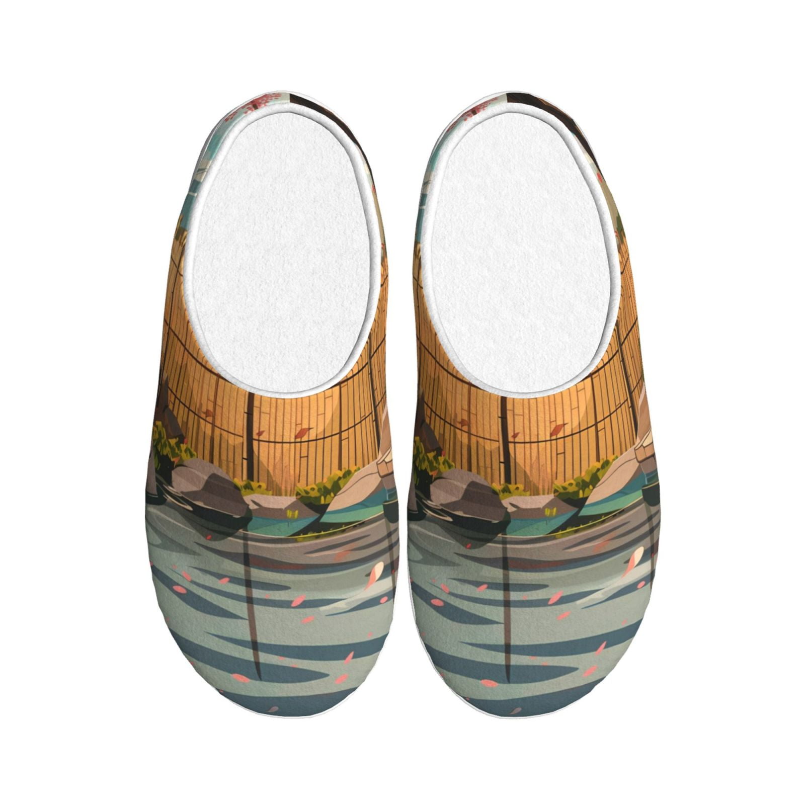 Coaee Tranquil Garden Landscape for Mens Slippers Indoor Slip On Shoes ...