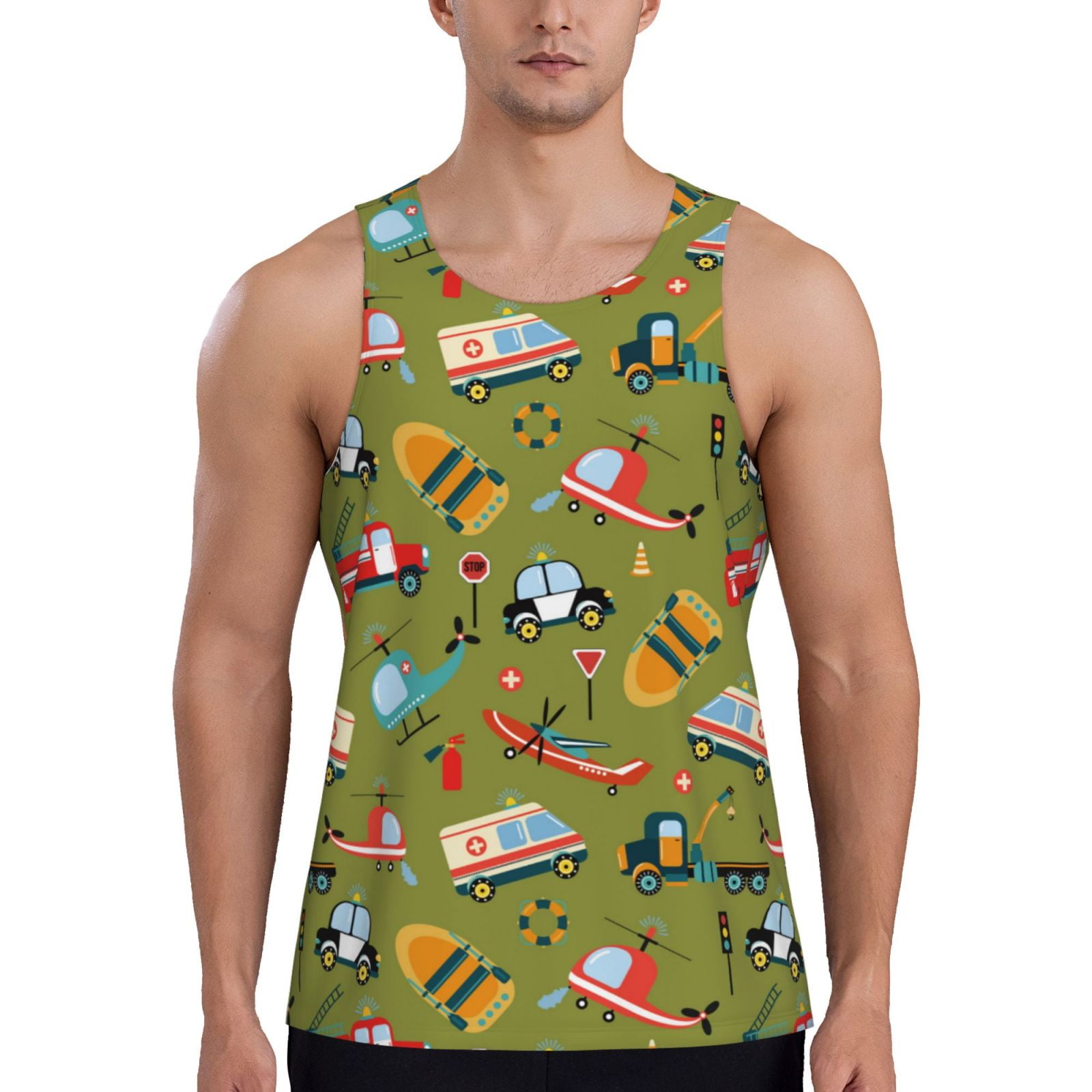 Coaee Transportation Prints Men's Workout Tank Top, Men's Tank Top ...