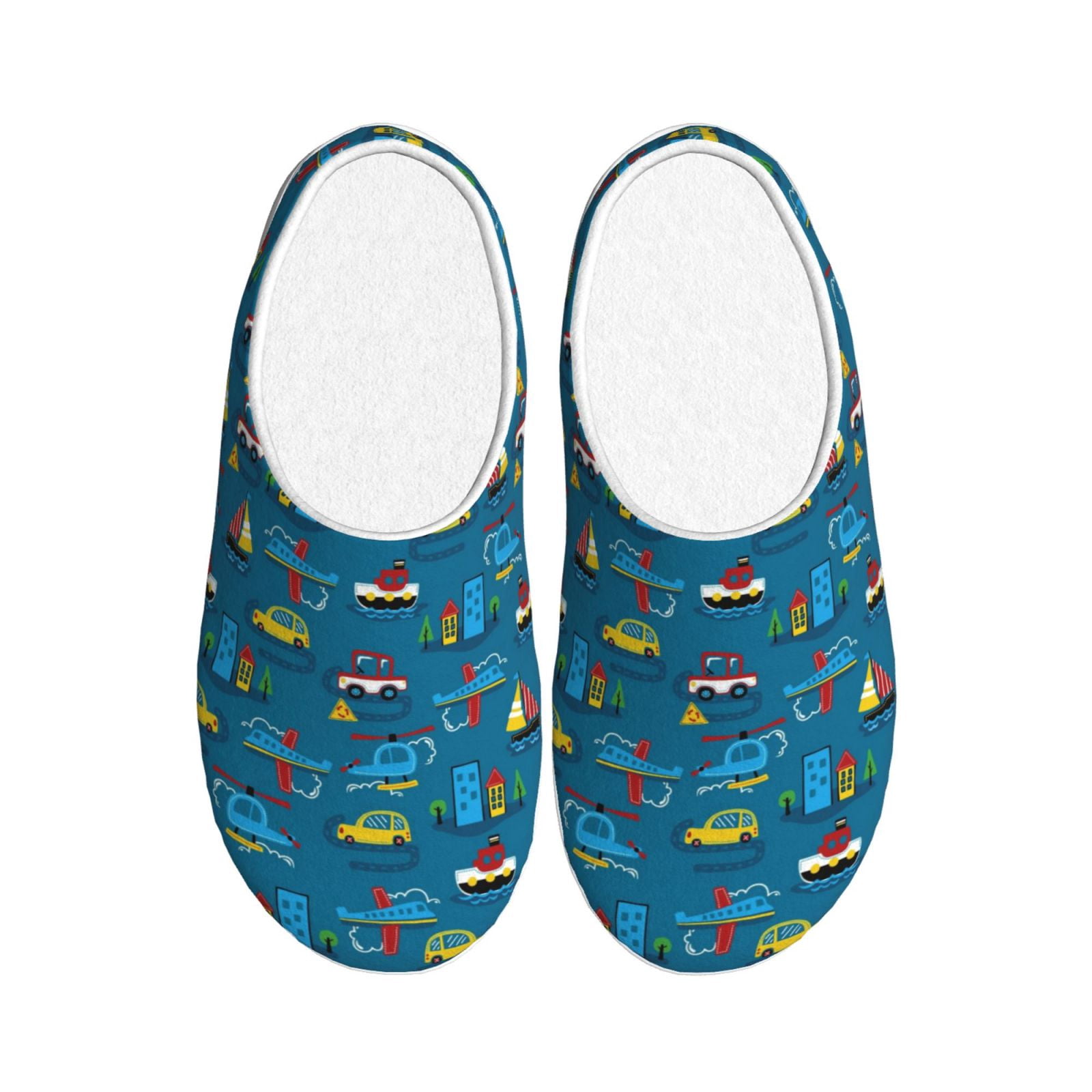 Coaee Transportations with Buildings for Mens Slippers Indoor Slip On ...