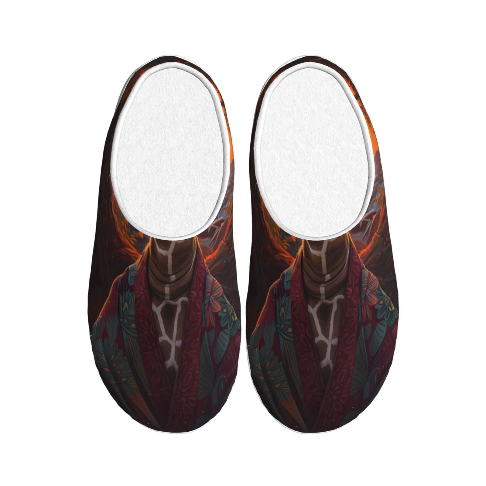 Coaee Tree Hollow Meditating Giraffe for Mens Slippers Indoor Slip On ...