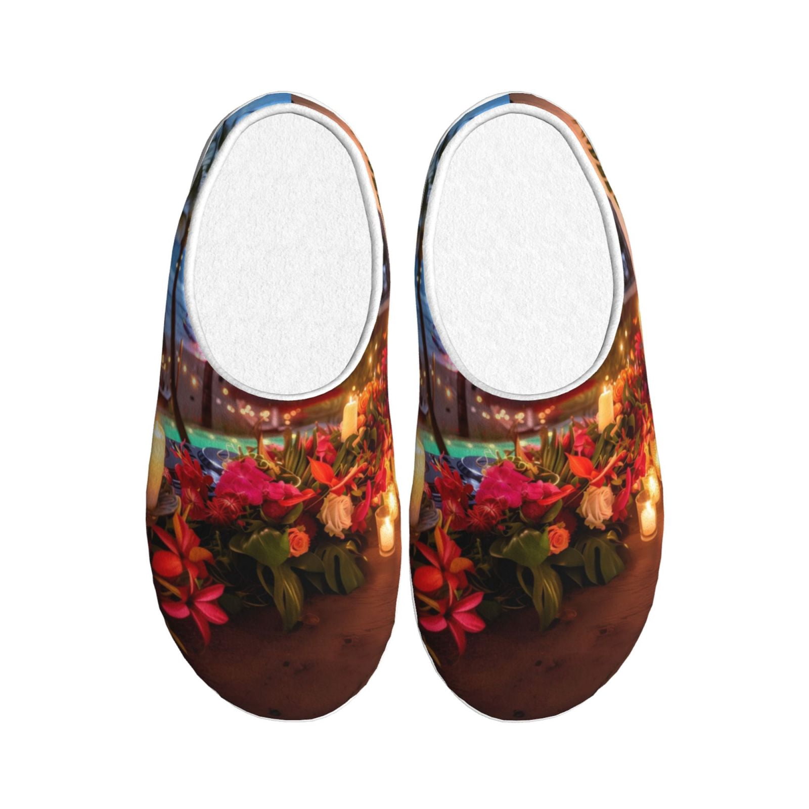 Coaee Tropical Beach Candlelight for Mens Slippers Indoor Slip On Shoes ...