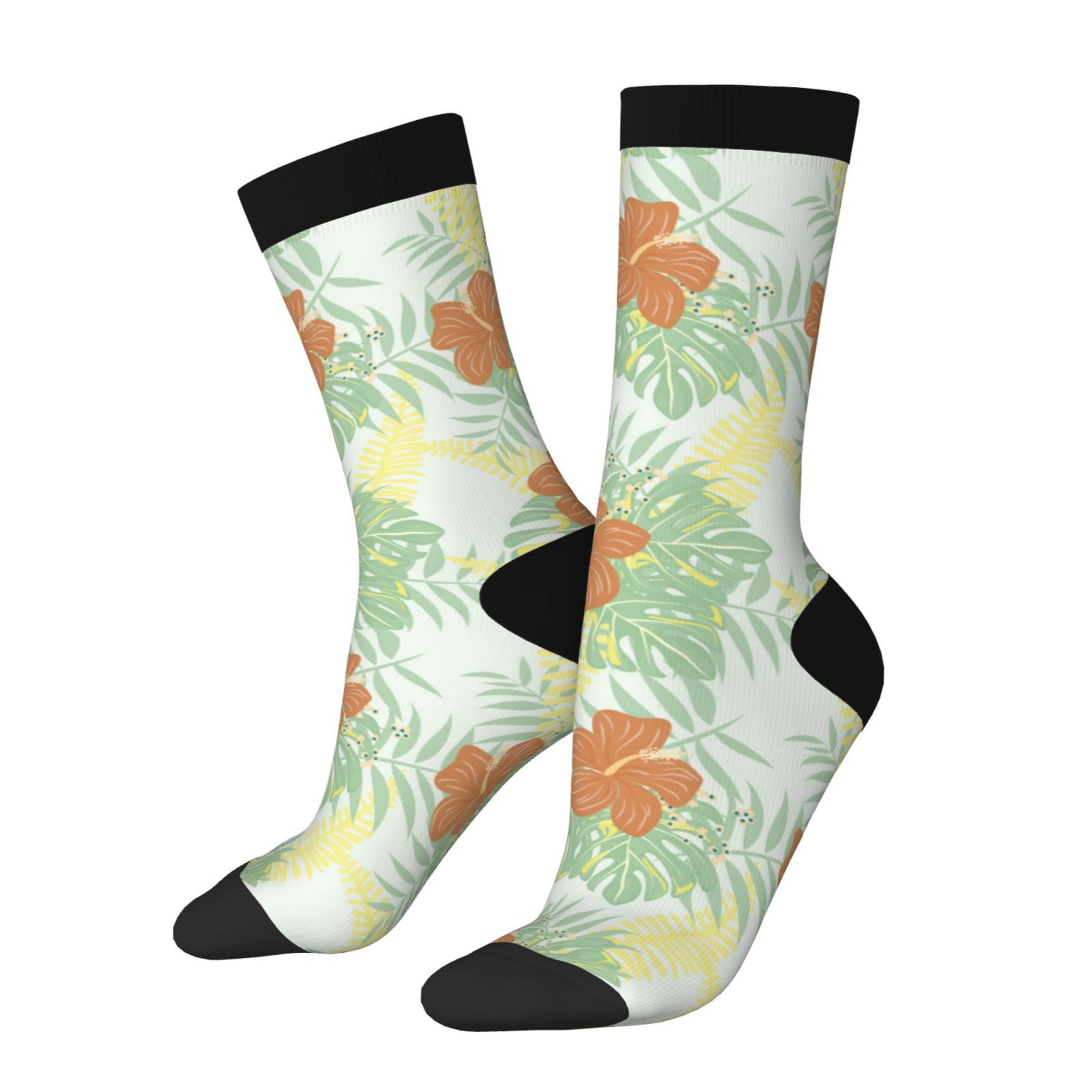 Coaee Tropical Flowers Socks, Stylish Sports Mid-Tube Socks Breathable ...