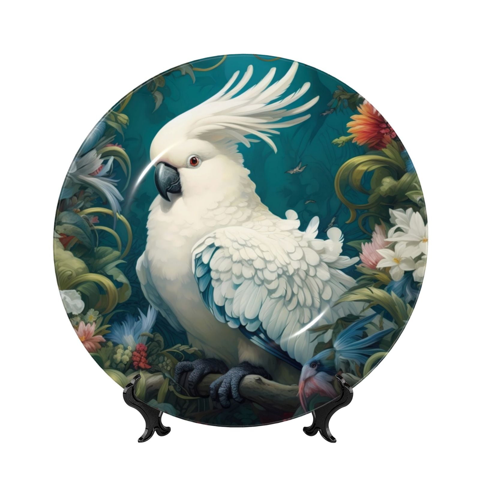 Coaee Tropical Parrot Floral Artwork for Bone China Decorative Plate ...