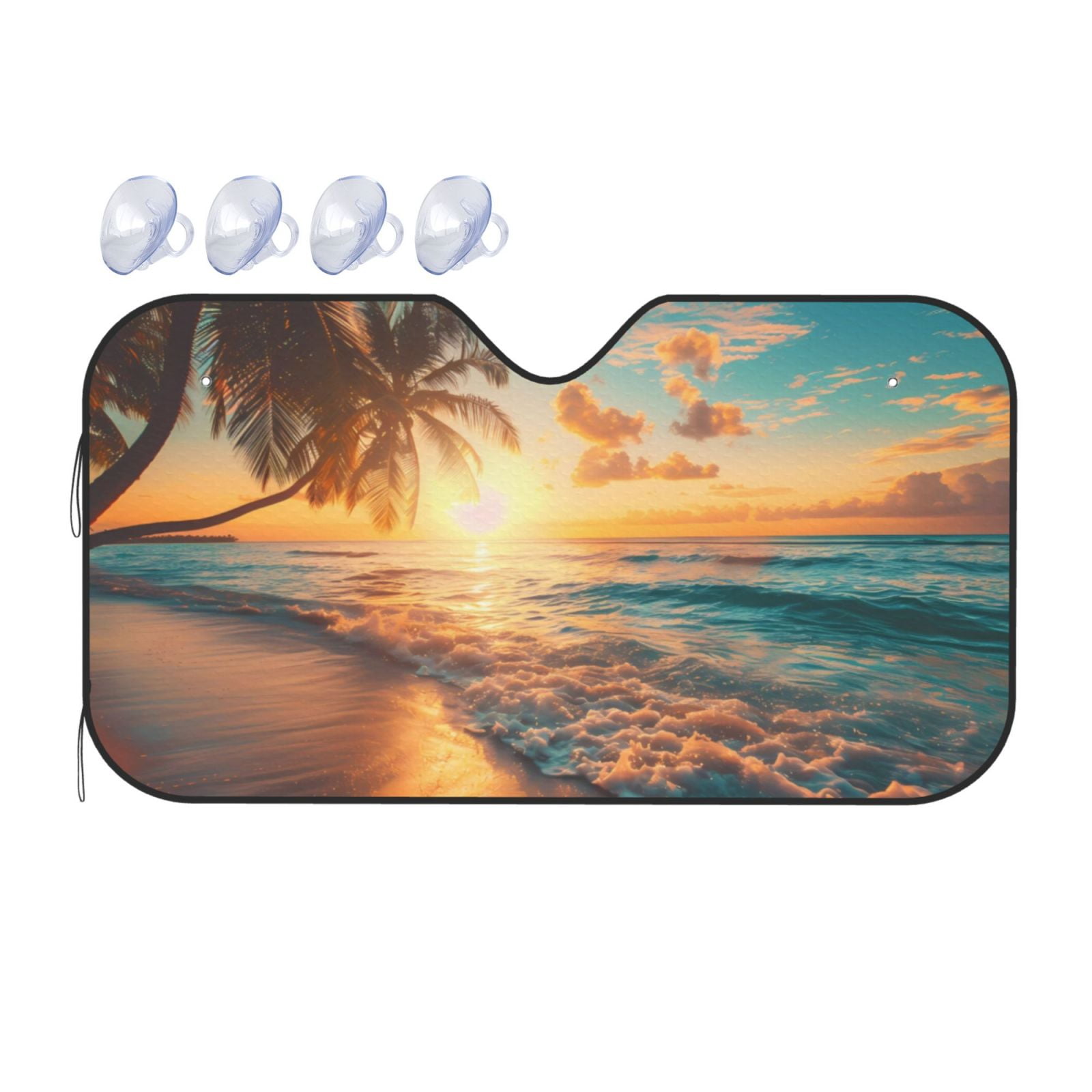 Coaee Tropical Sunset Beach Scene for Car Sunshade Windshield Sun Shade ...