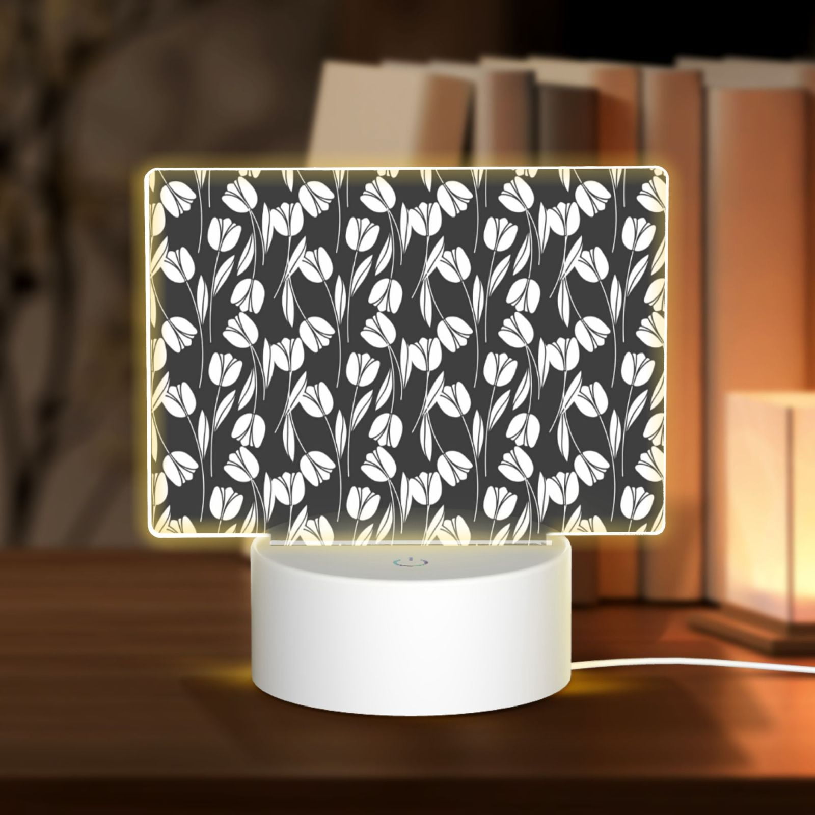 Coaee Tulips Flowers for Rectangular Acrylic LED Desk Lamp 3 Color ...