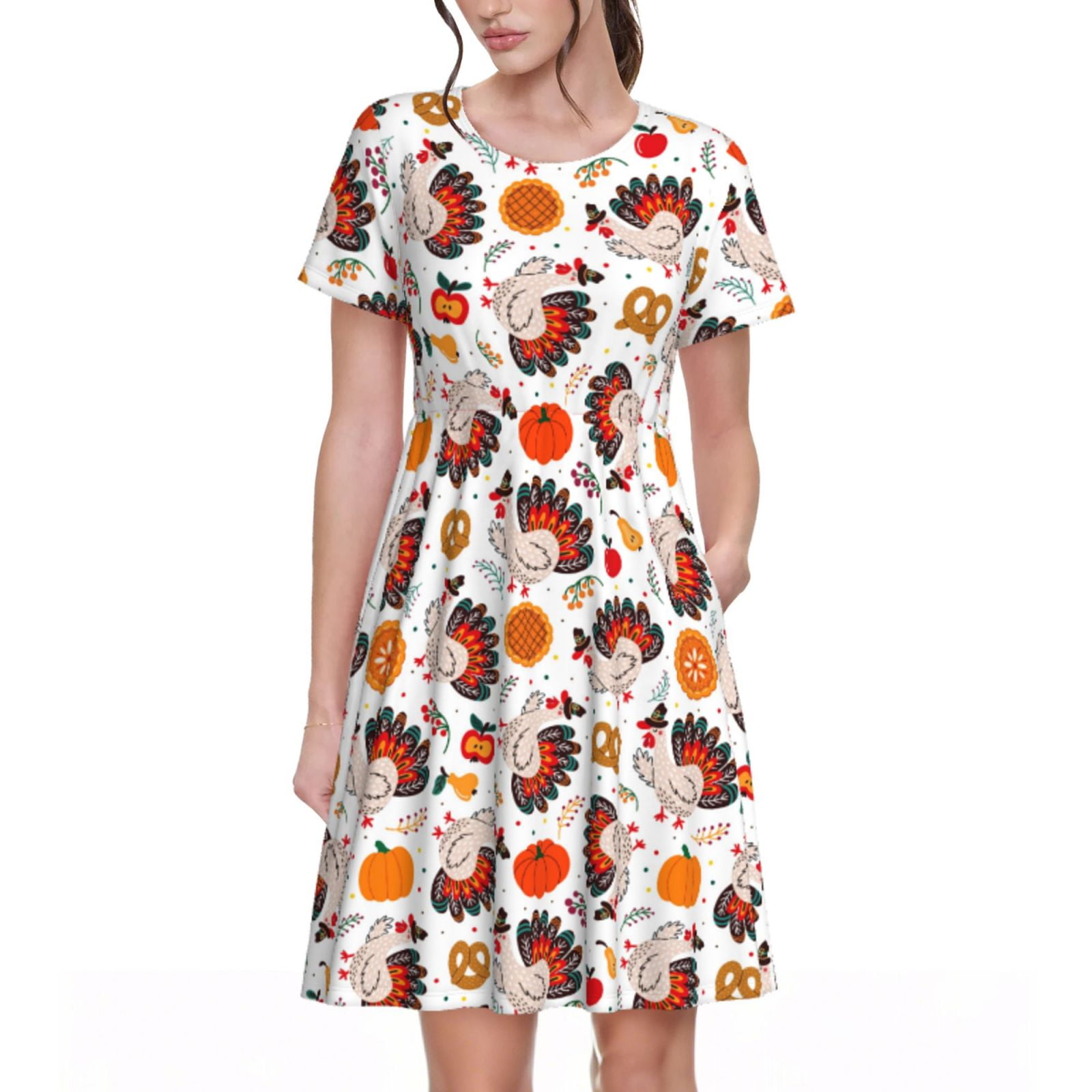 Coaee Turkey And Thanksgiving2 for Casual Dress for Women Short Sleeve ...