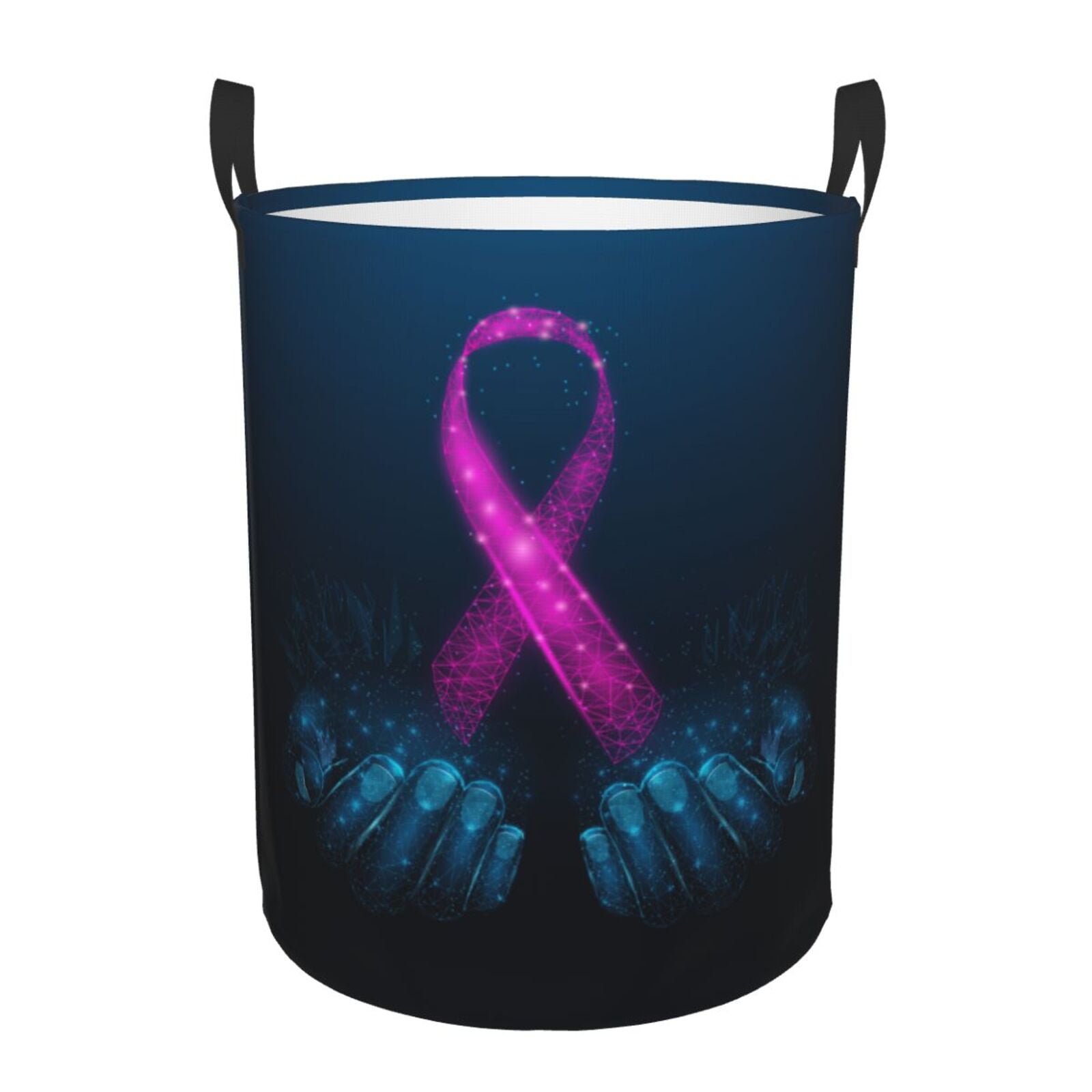 Coaee Two Human Hands are Holds Pink Ribbon Awareness Laundry Basket ...