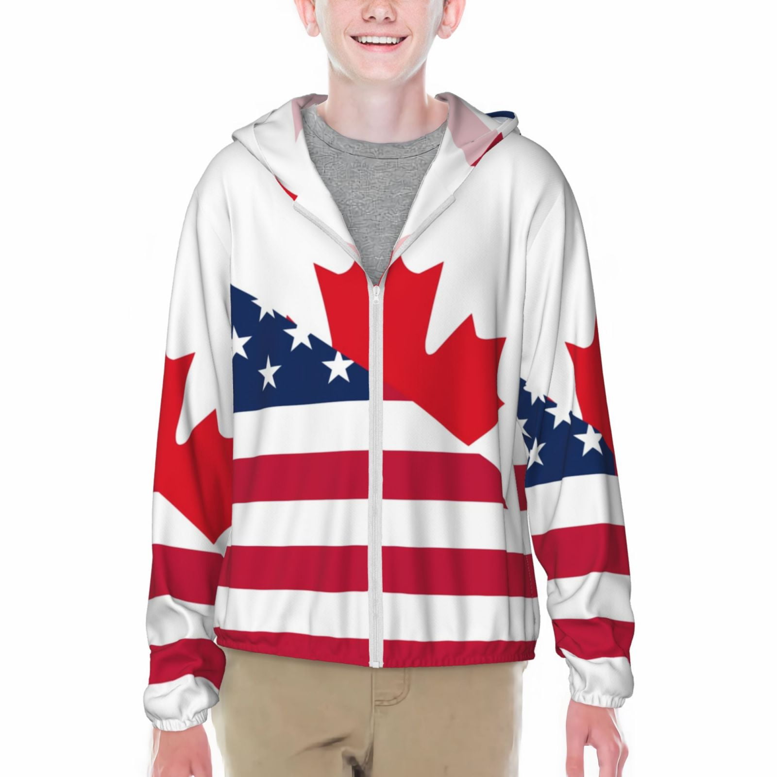 Coaee USA Canada Flag Print Teen's UPF 50+ Sun Protection Outdoor ...