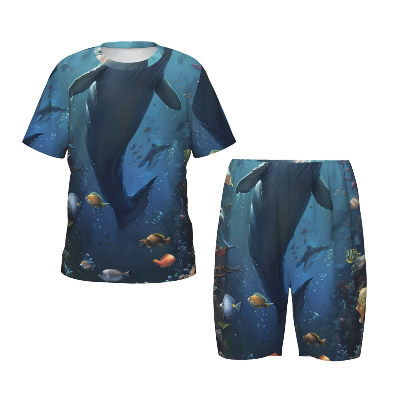 Coaee Underwater Dolphin for Short-Sleeved Pajama Set for Kids Soft ...