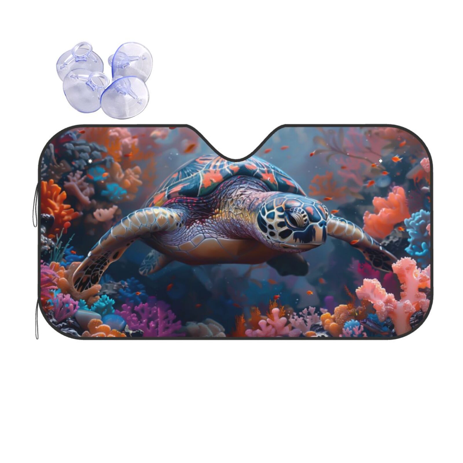 Coaee Underwater Lazy Turtle Print Car Sunshade Windshield Sun Shade ...