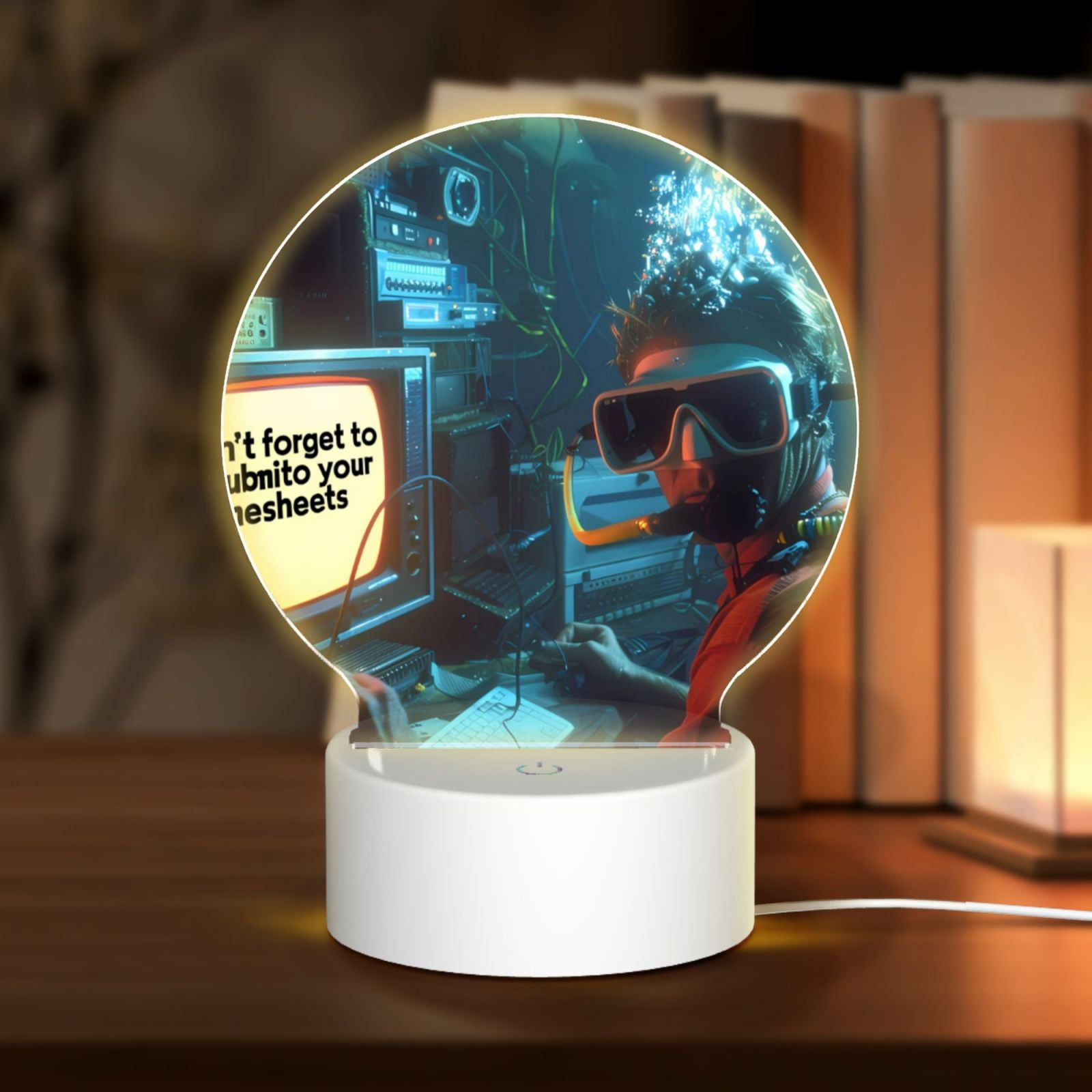 Coaee Underwater Office Diver for Round Acrylic LED Desk Lamp 3 Color ...
